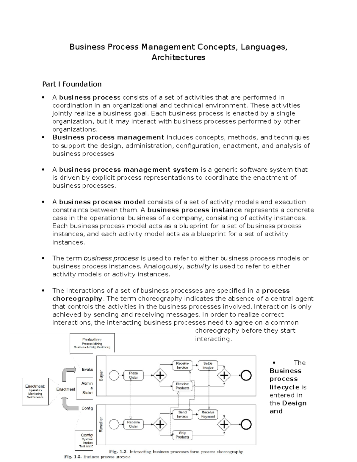 Business Process Management Concepts Book Summary of Part I - Business Process Management ...