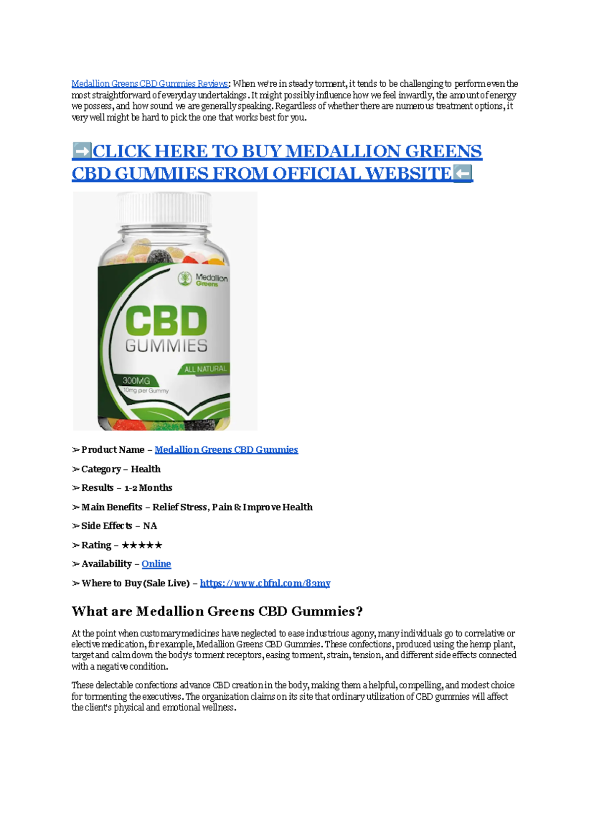 Medallion Greens CBD Gummies Benefits - Medallion Greens CBD Gummies ...