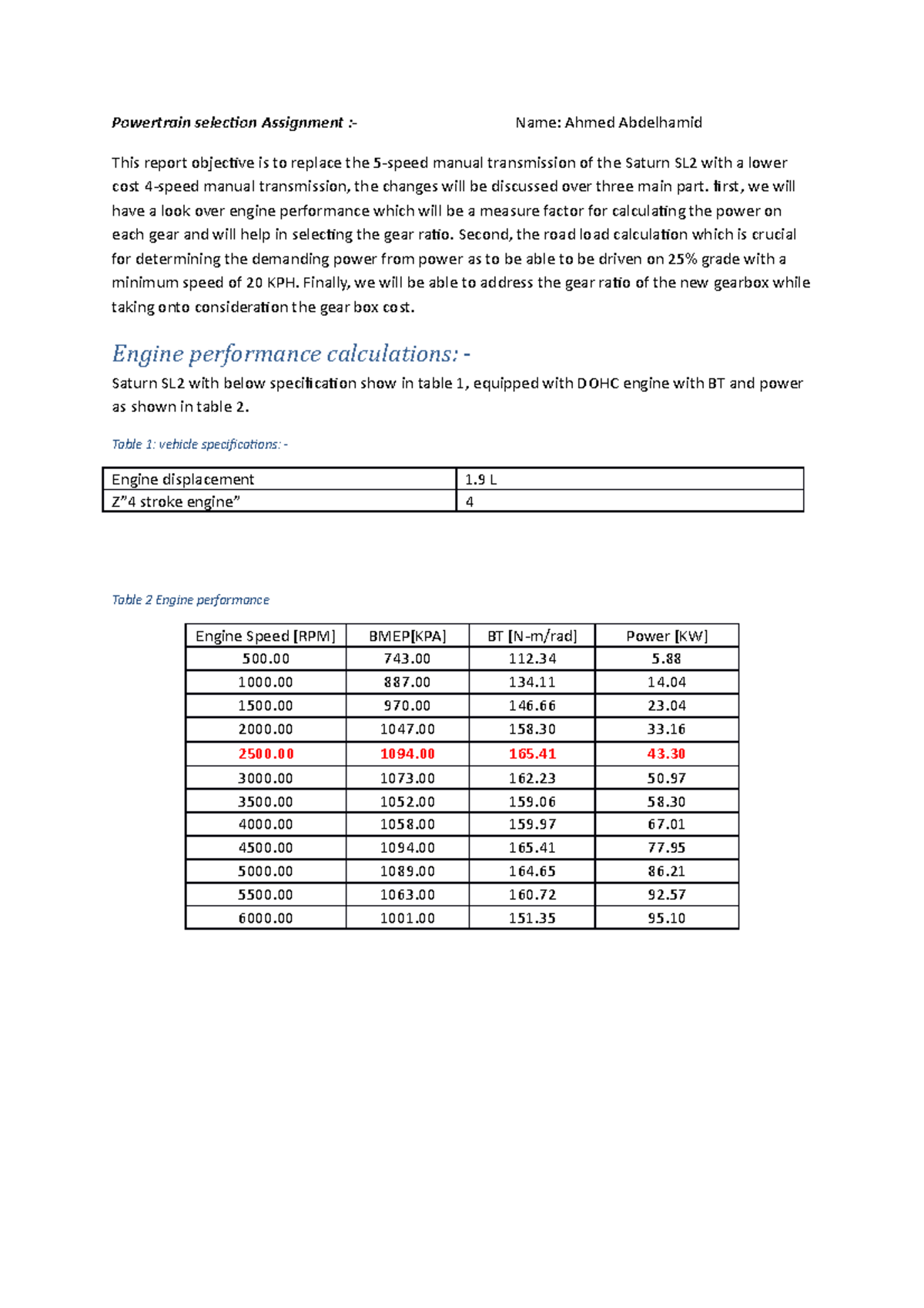 Powertrain selection Assignment - first, we will have a look over ...