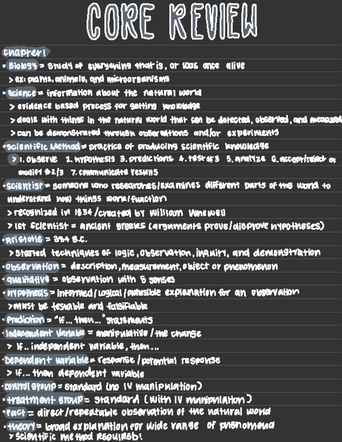Biology Core Review - 80888818 chapter 1 · Biology - study of ...