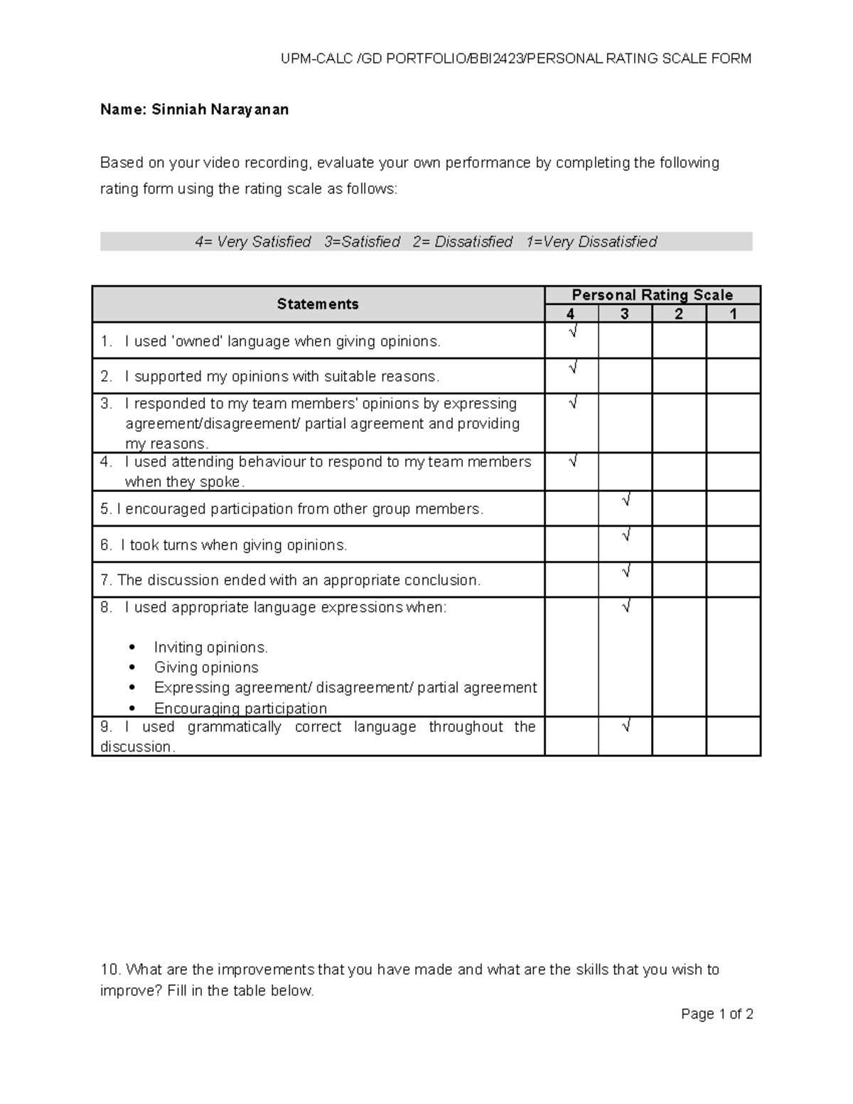 BBI2423 GD Personal Rating Scale TO Submit - UPM-CALC /GD PORTFOLIO ...