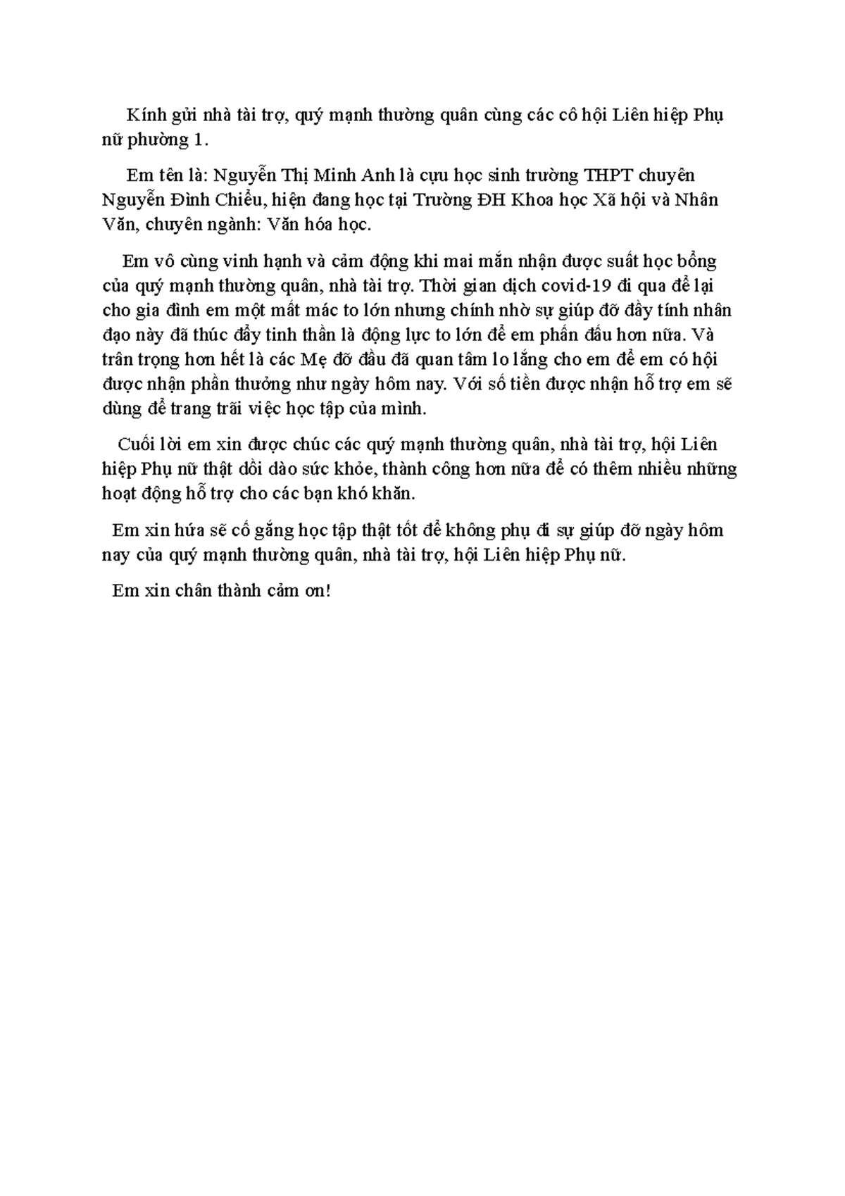 Minh Anh Thucamon - hgtyu - Kính gửi nhà tài trợ, quý mạnh thường quân ...