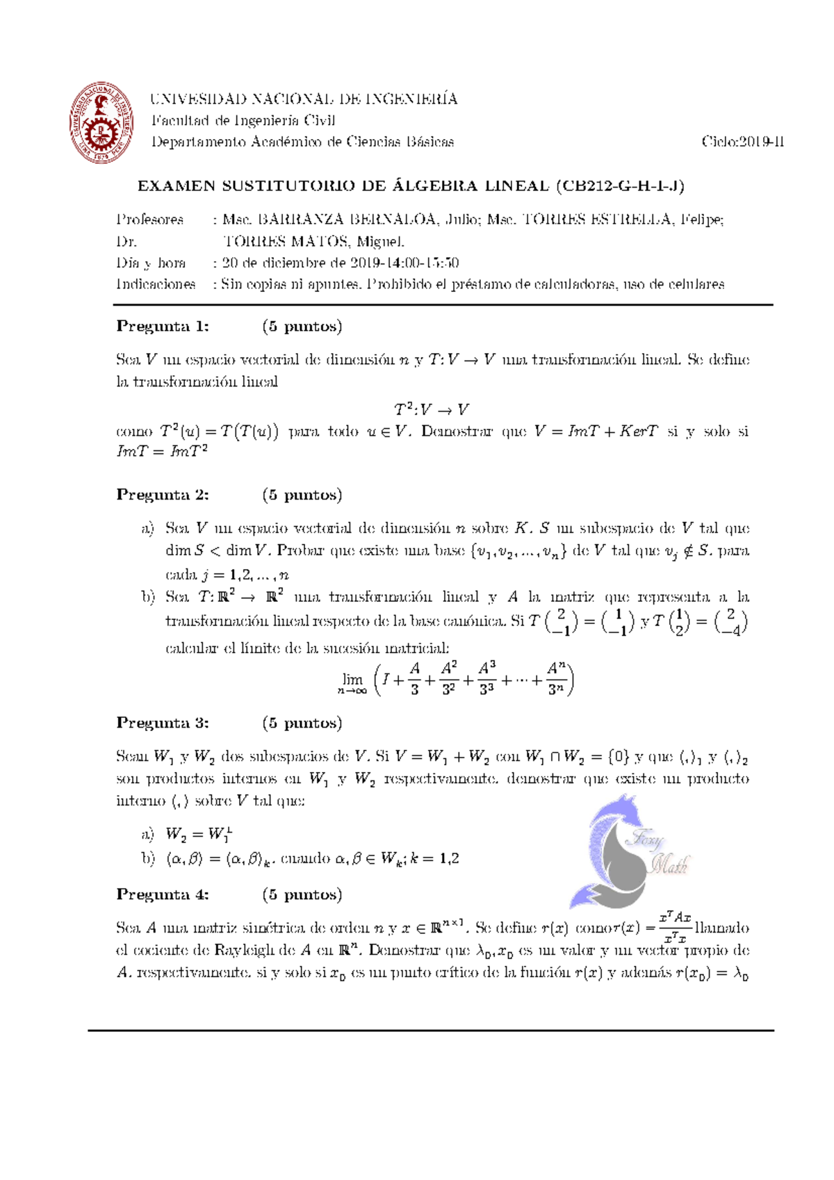 Examen 3 Abril 2020, preguntas - Warning: TT: undefined function: 32 UNIVESIDAD NACIONAL DE ...