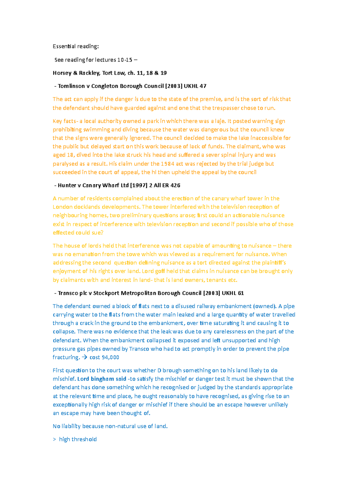 Seminar 3 tort - LAW-5025B - UEA - Studocu