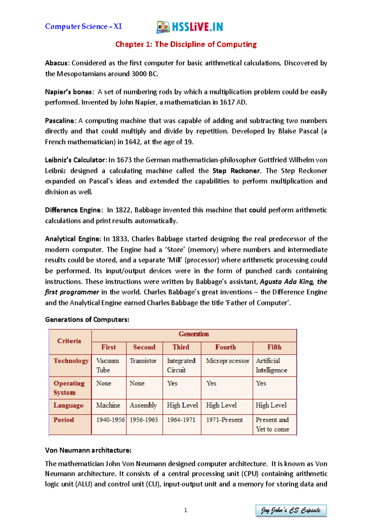 Hsslive-XI-CS Chap1-The Discipline of Computing - Computer Science - XI ...