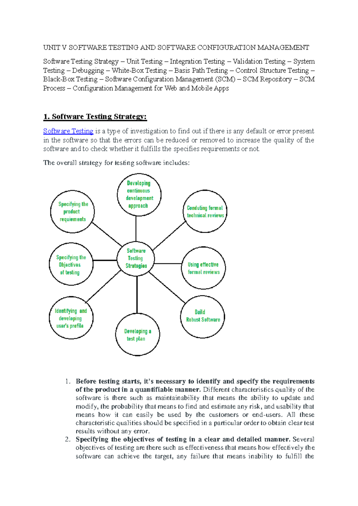ASE - UNIT V Software Testing AND Software Configuration Management ...