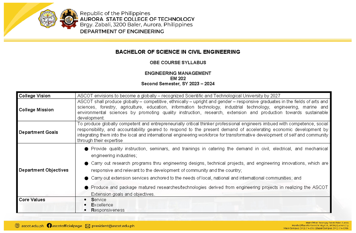 EM-202- Syllabus - Guidelines for EM for the whole semester - BACHELOR ...