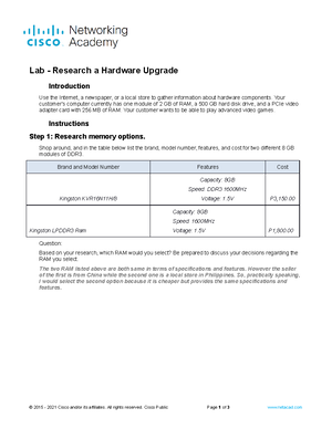 CPE 103 Assignment 2.2 Troubleshoot Hardware Problems - Lab - Troubleshoot Hardware Problems ...