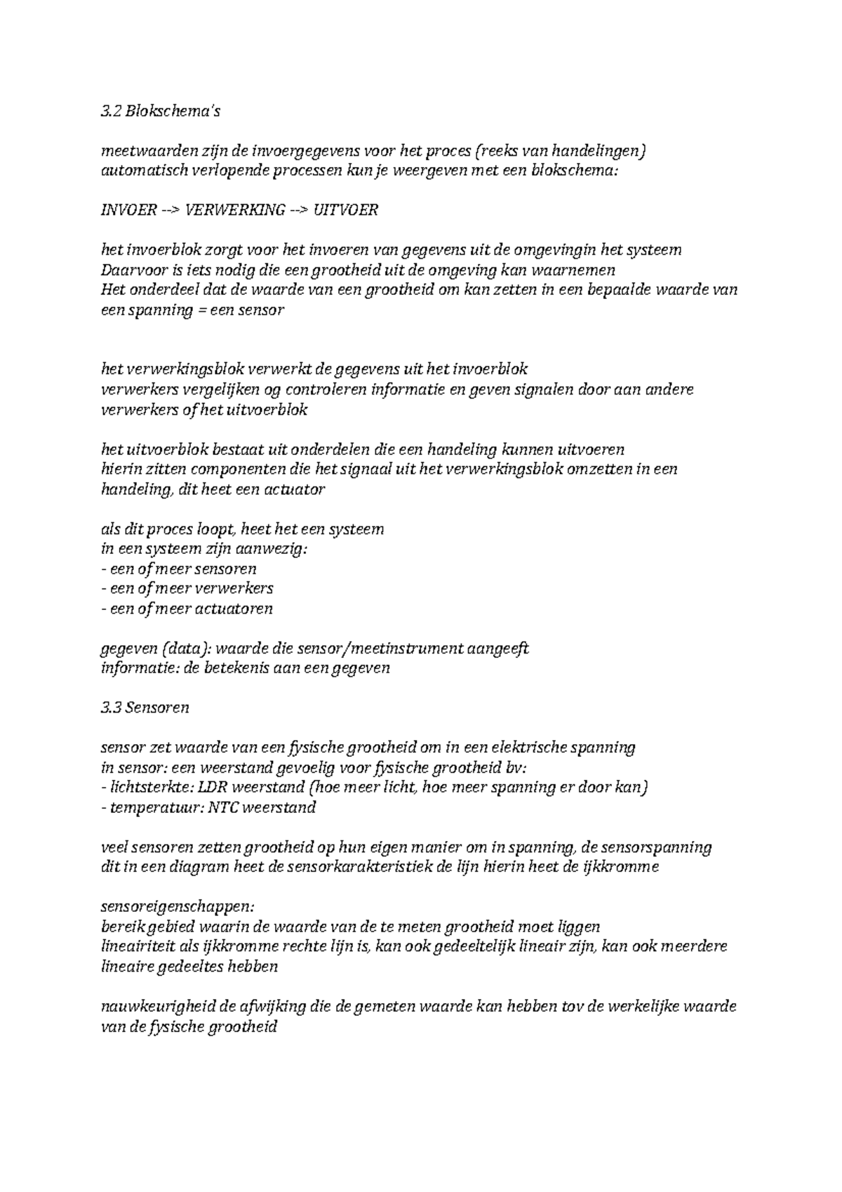 Samenvatting blokschema;s - 3 Blokschema’s meetwaarden zijn de ...