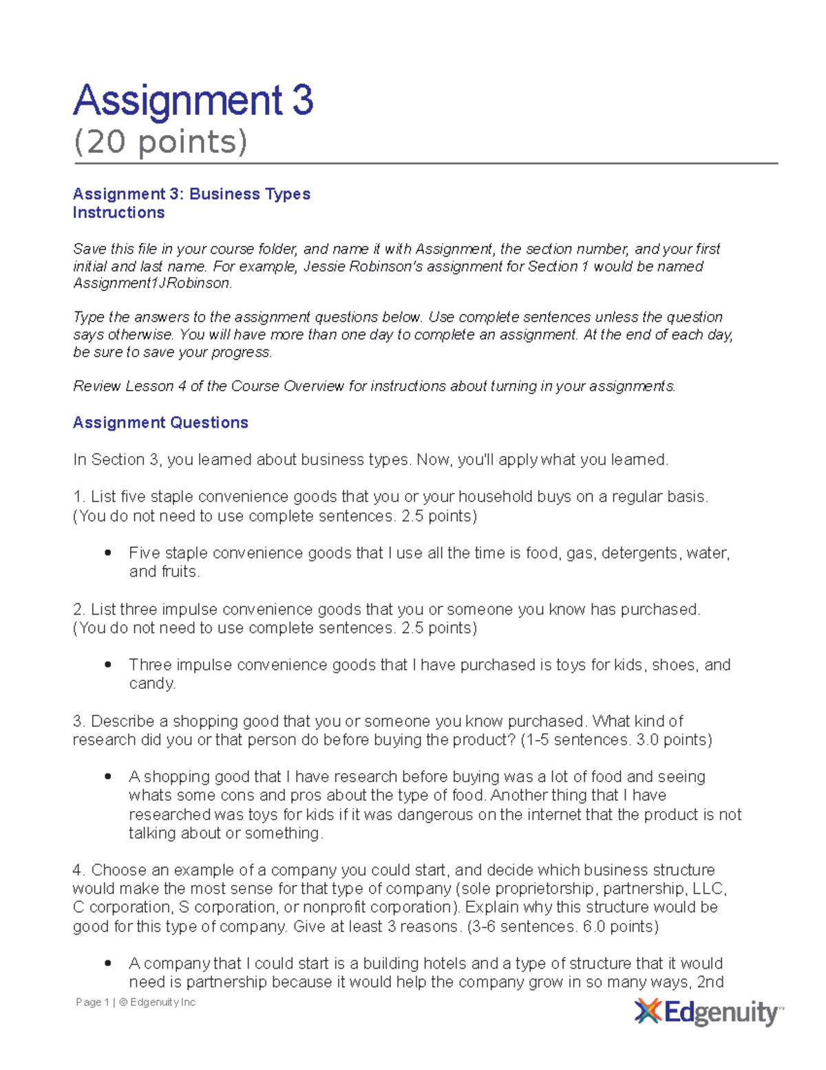 Assignment 3 EL5732 EDU Assignment 3 20 Points Assignment 3