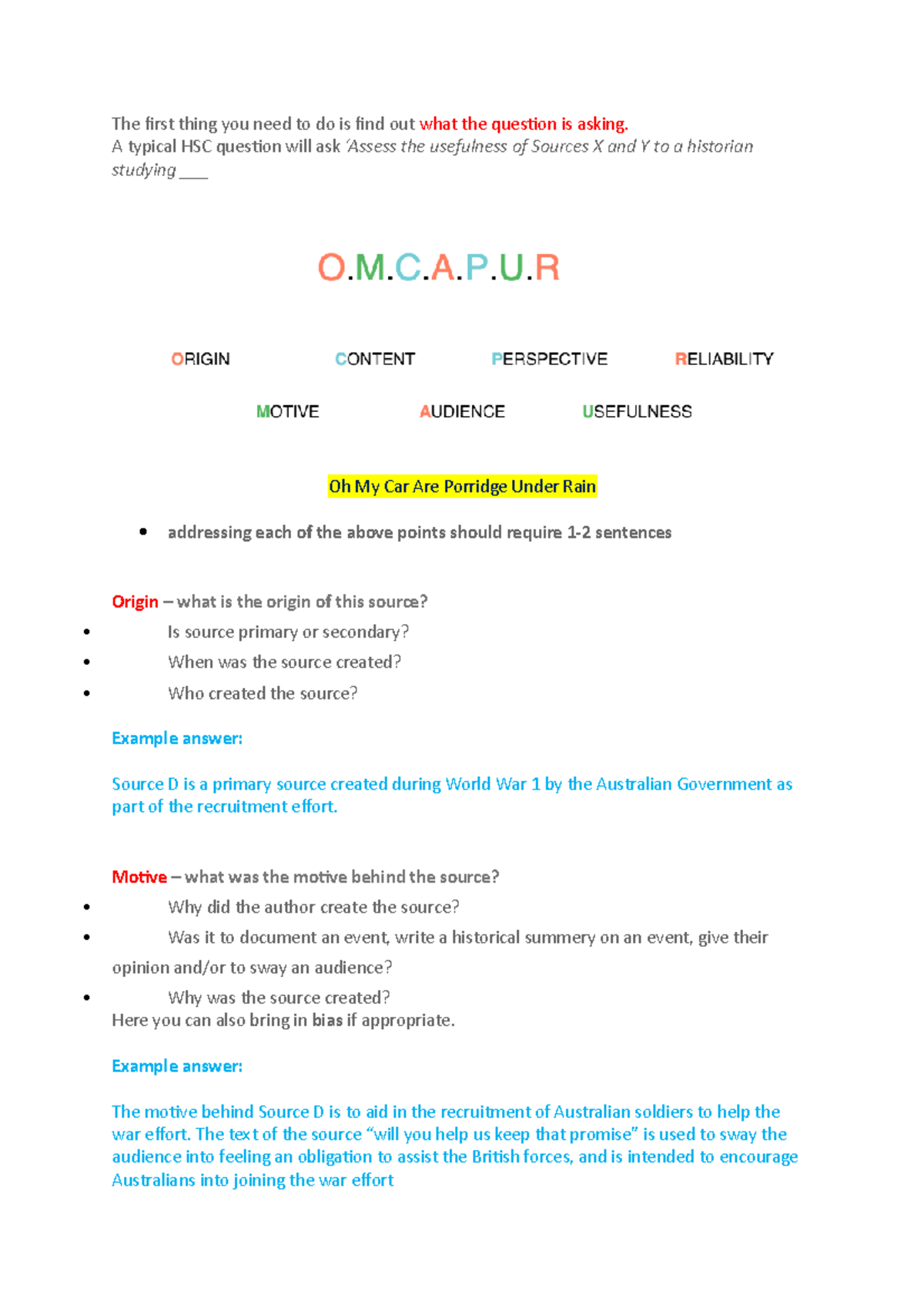 How To Analyse A Source The First Thing You Need To Do Is Find Out