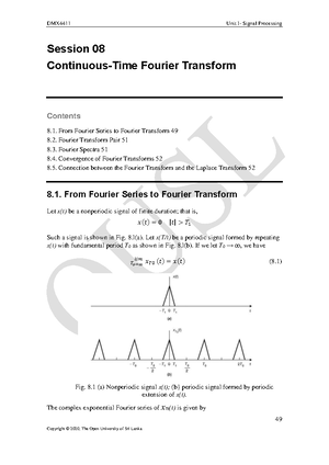 Session 02 - Classification of Signals and Systems - DMX4411 Unit I- Signal Processing 7 Session ...