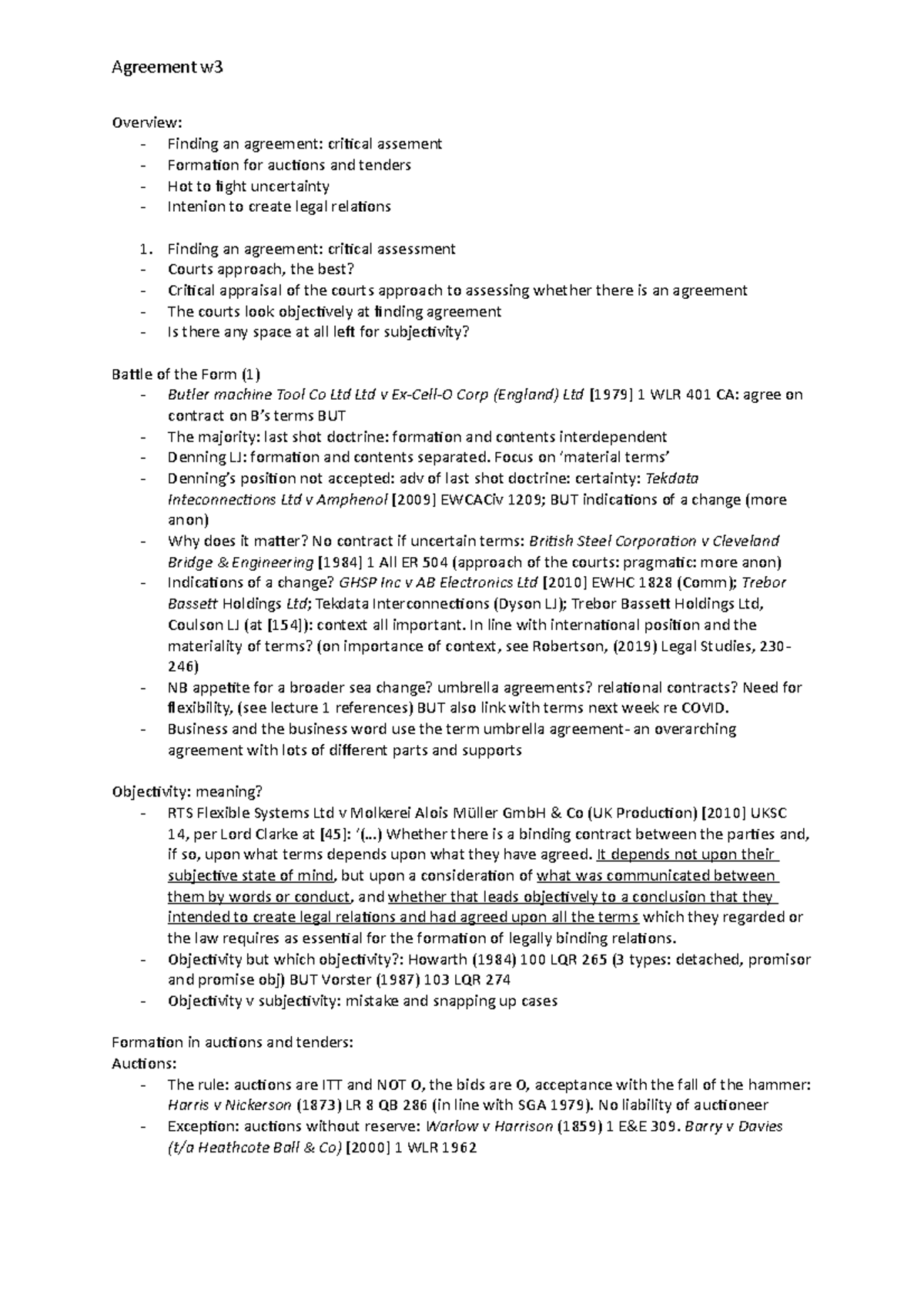 Agreement of contract - Agreement w Overview: - Finding an agreement ...