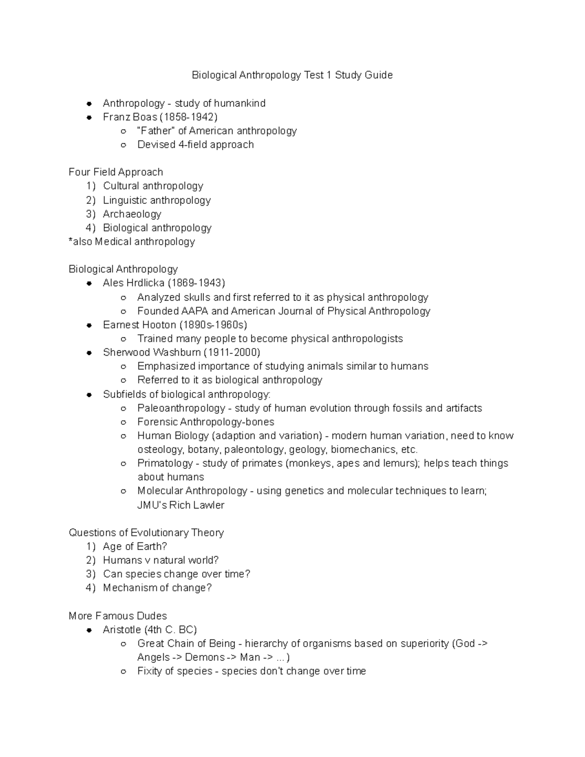 Biological Anthropology Test 1 - Primatology - study of primates ...