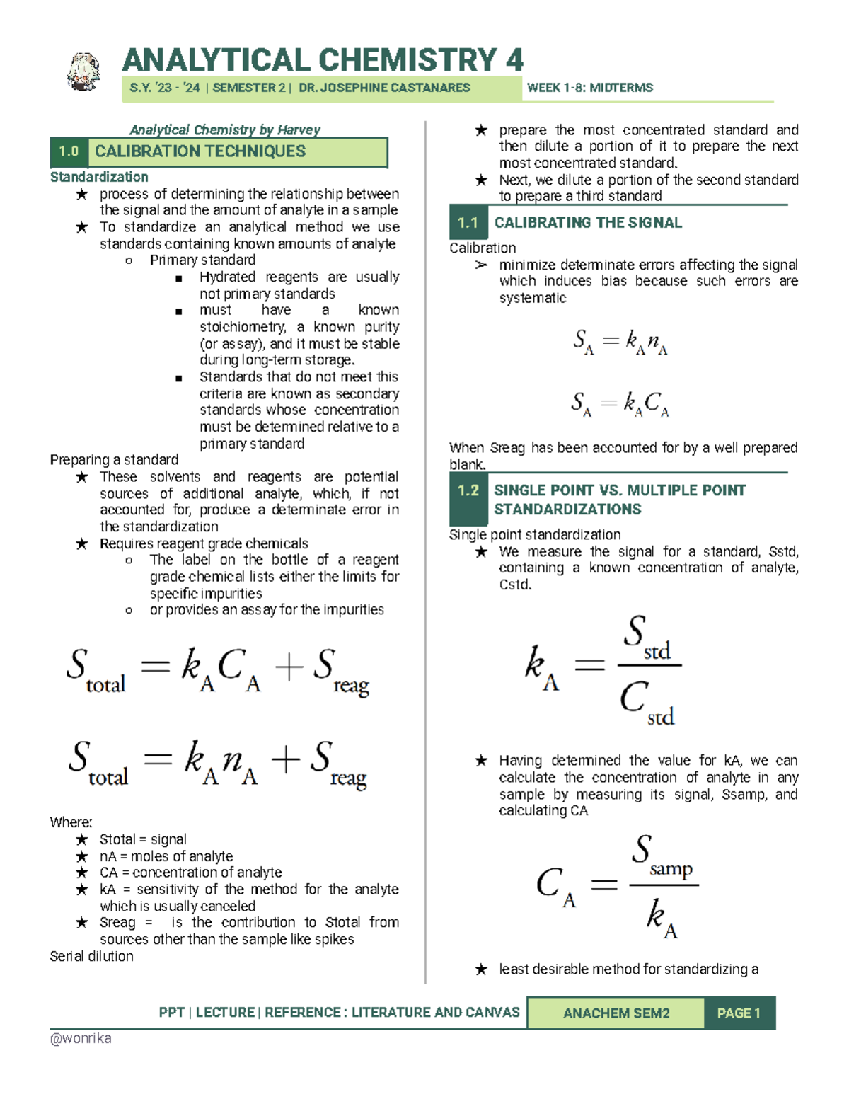 Anachem 4 Midterms Reviewer - S. ‘23 - ‘24 | SEMESTER 2 | DR. JOSEPHINE ...