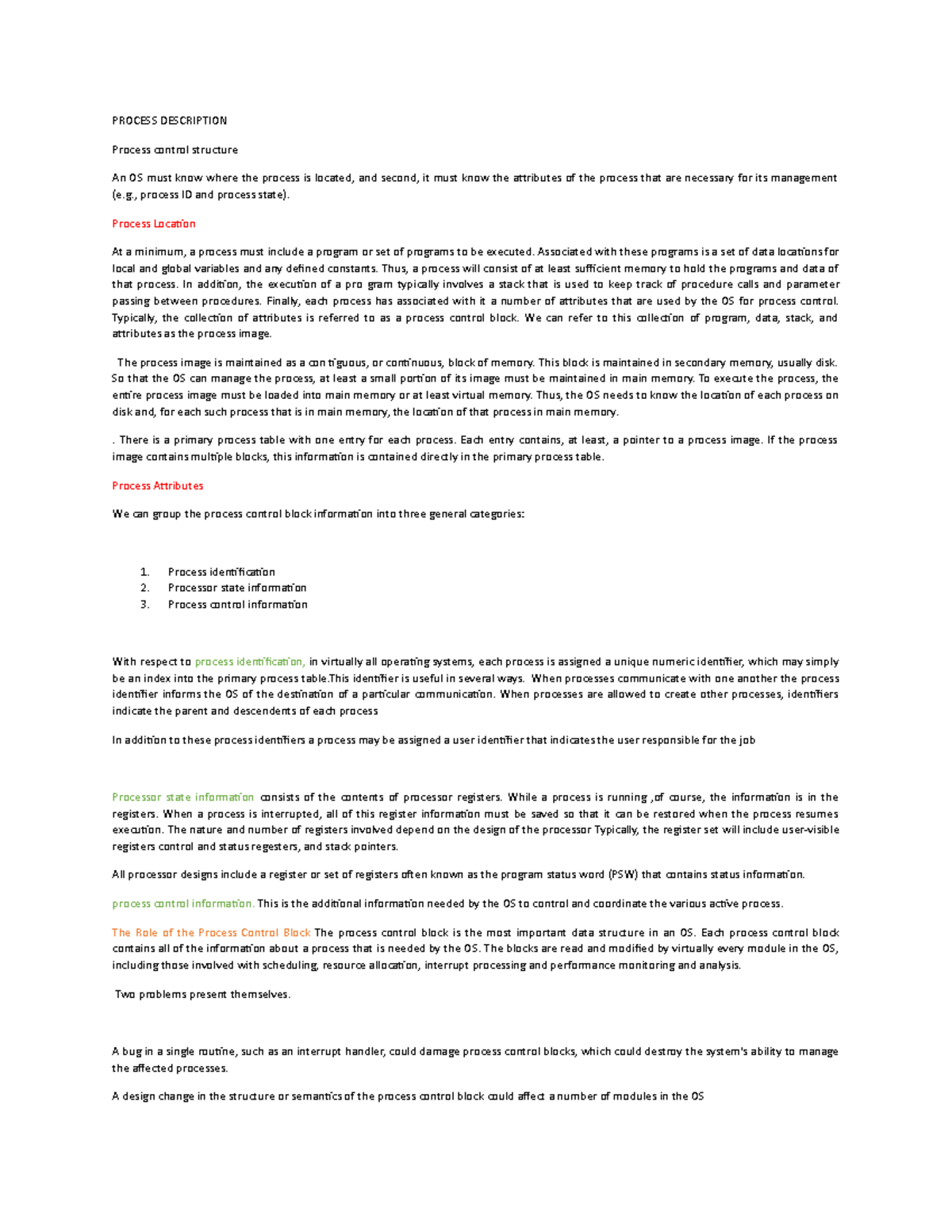 Process discription - PROCESS DESCRIPTION Process control structure An ...