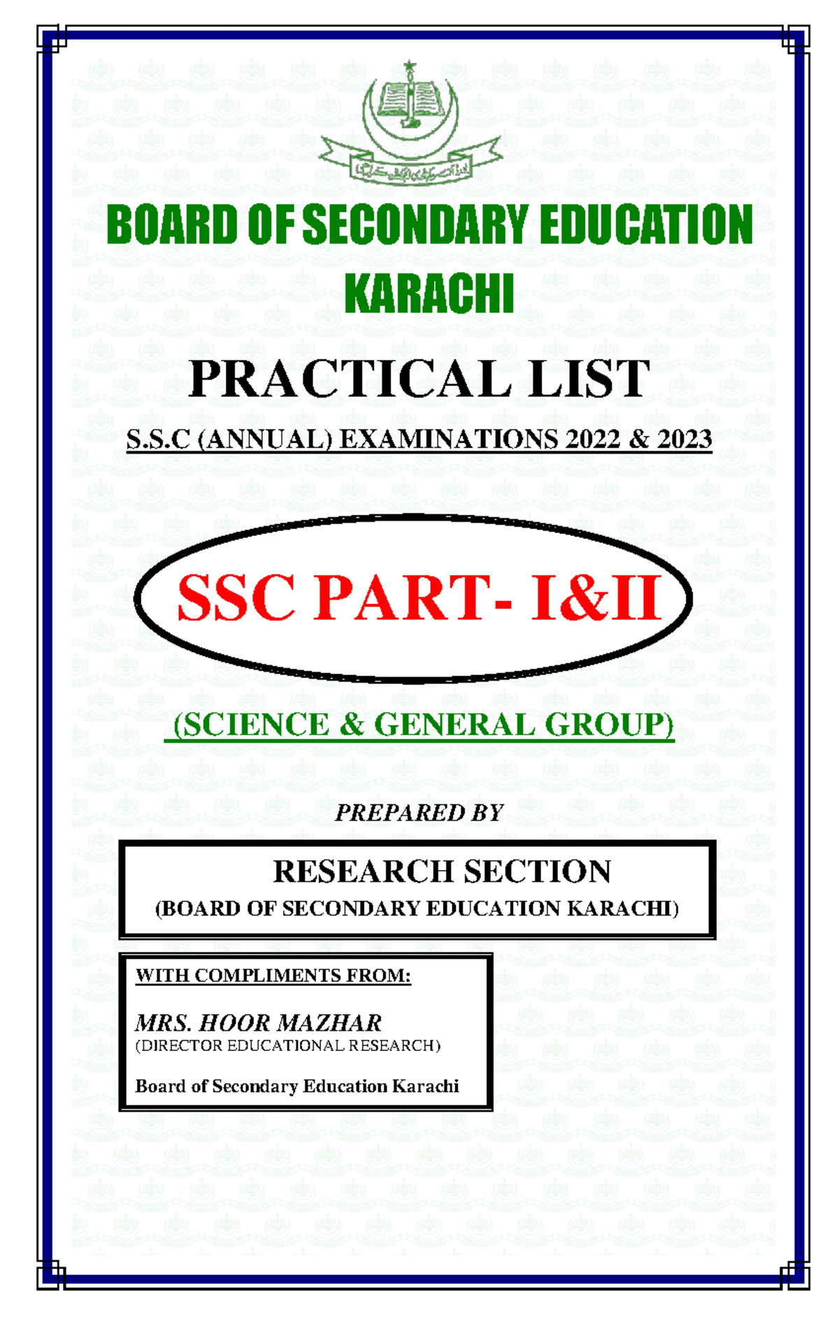 List of practicals 9-10 - BOARD OF SECONDARY EDUCATION KARACHI ...