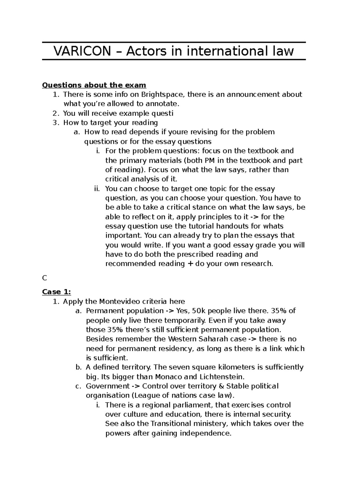 Varicon Tutorial 2 - VARICON – Actors in international law Questions ...