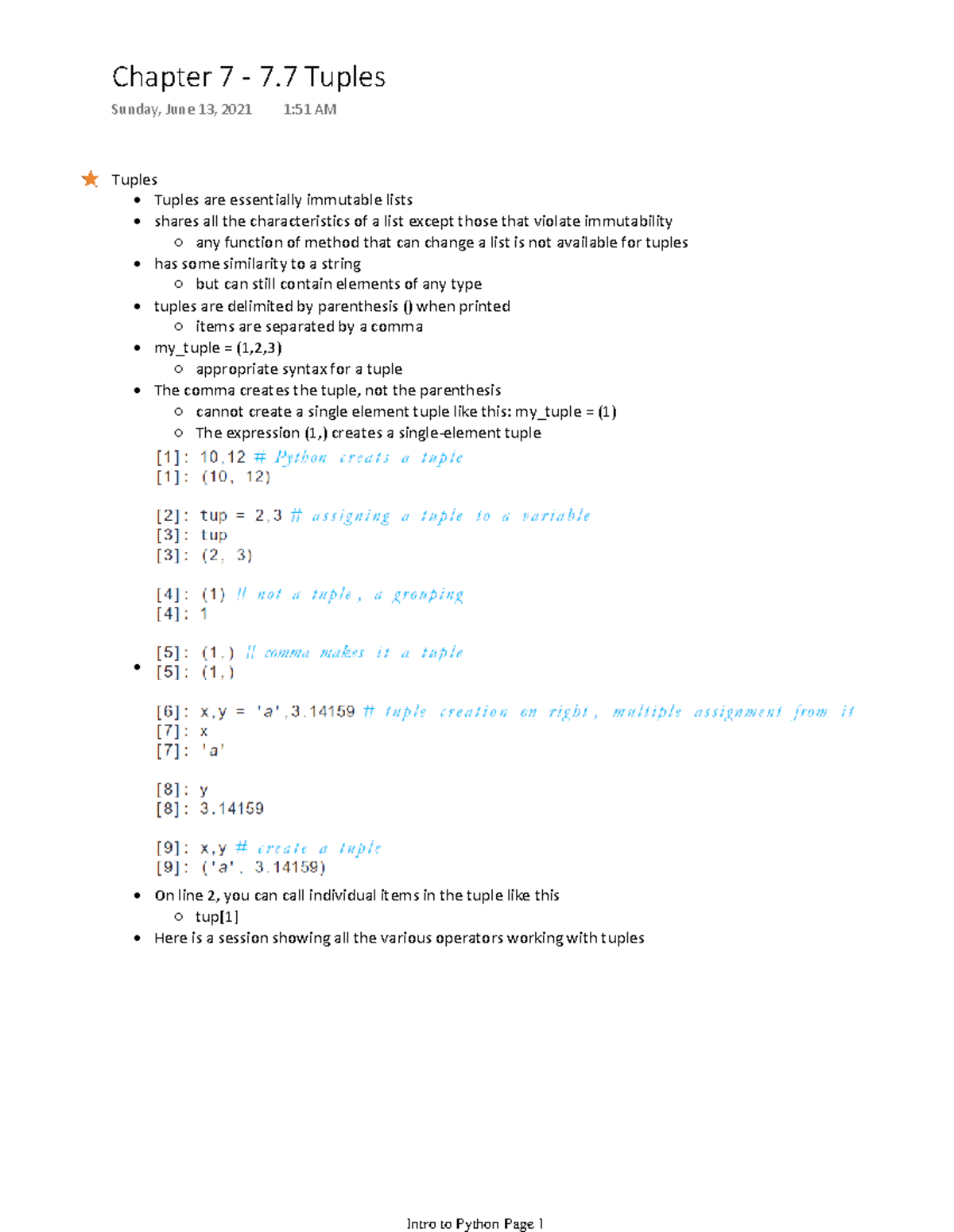 Chapter 7 7 7 Tuples Lecture Notes 25 Tuples Tuples Are Essentially Immutable Lists