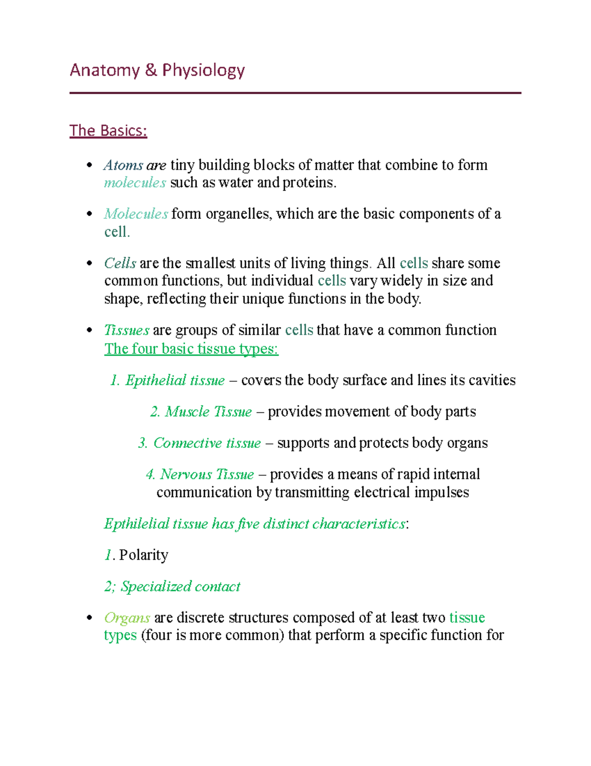 Anatomy and physiology notes - Anatomy & Physiology The Basics: Atoms ...