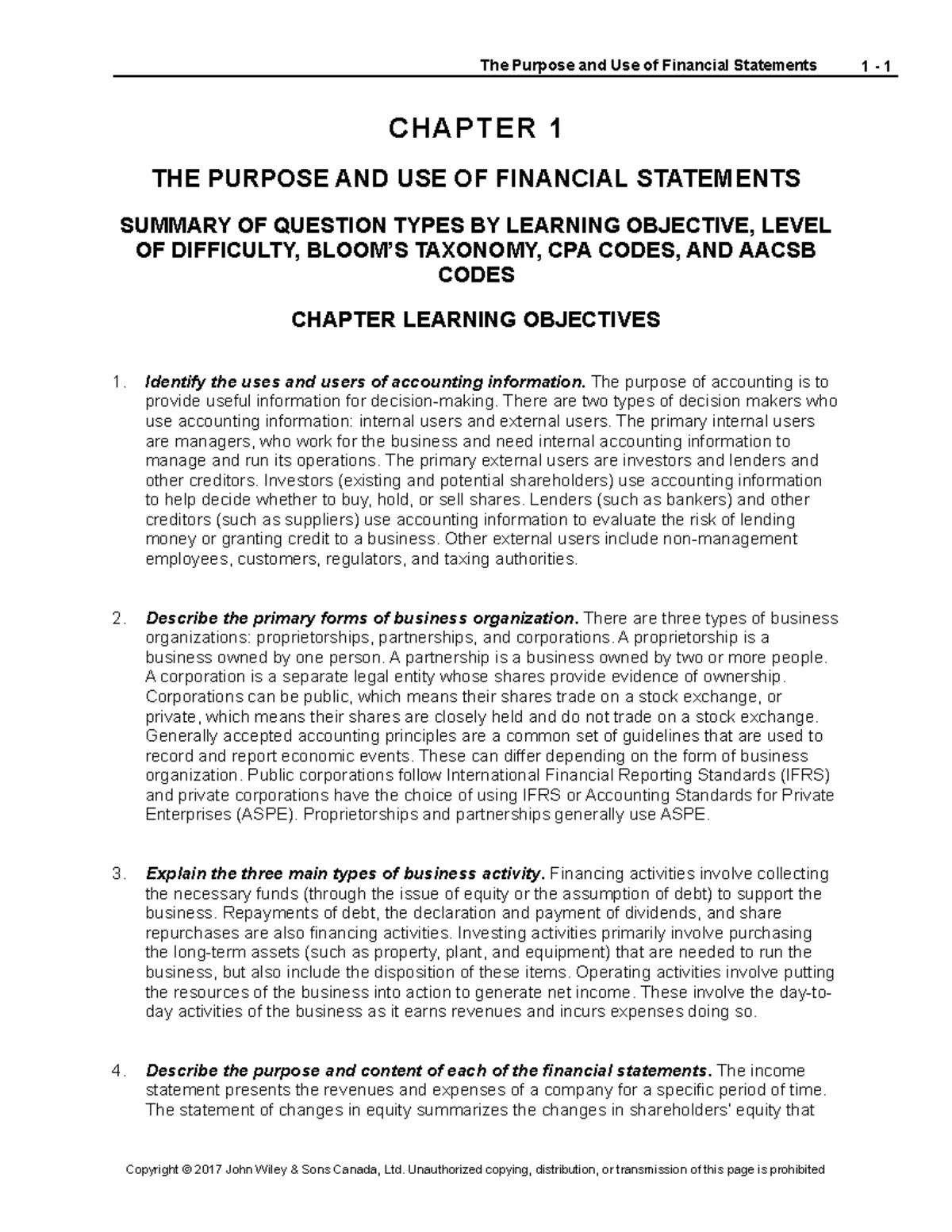 Tb01 - textbank - The Purpose and Use of Financial Statements CHAPTER 1 ...