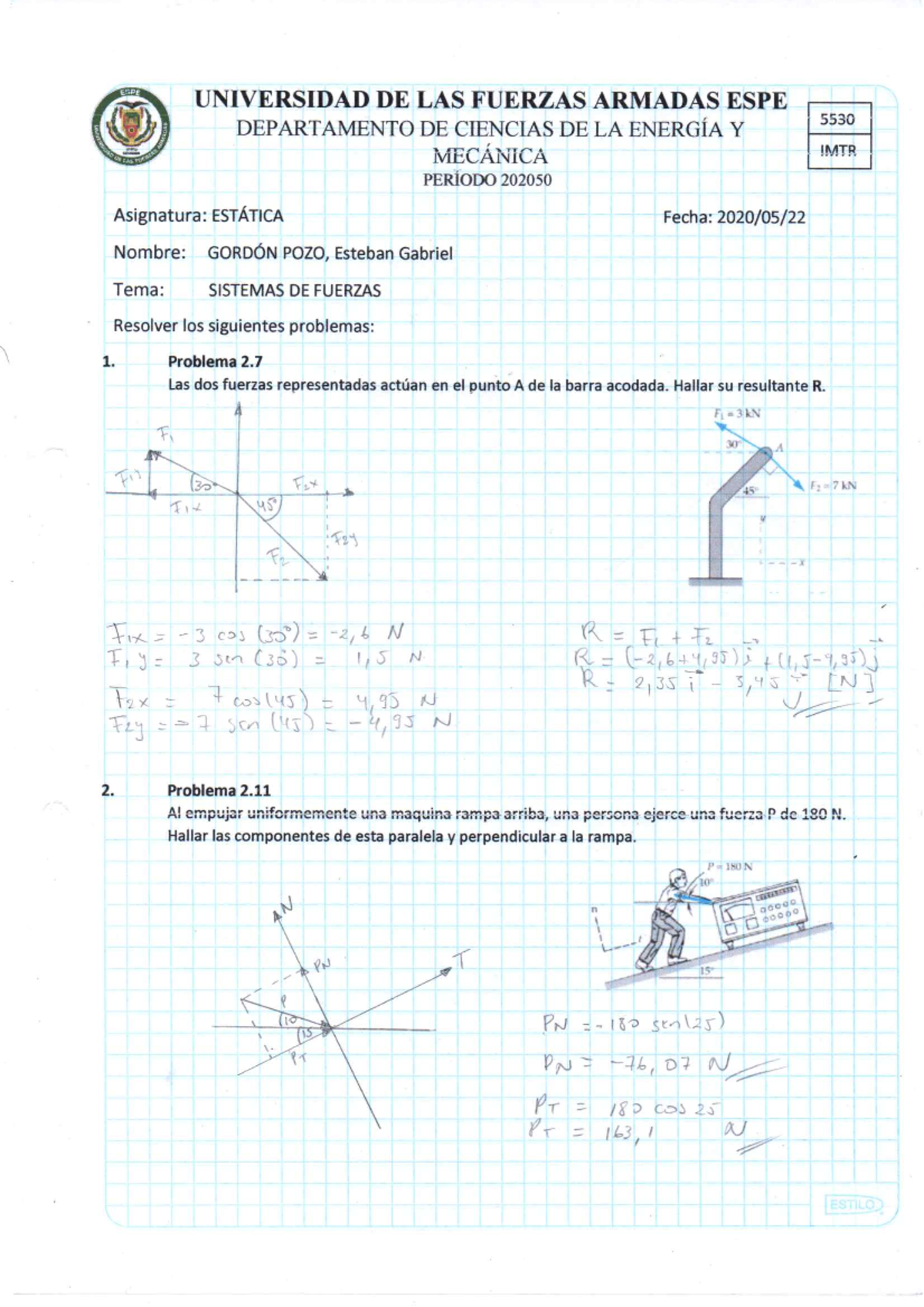 D2 5530 ejercicio - estatica - Studocu
