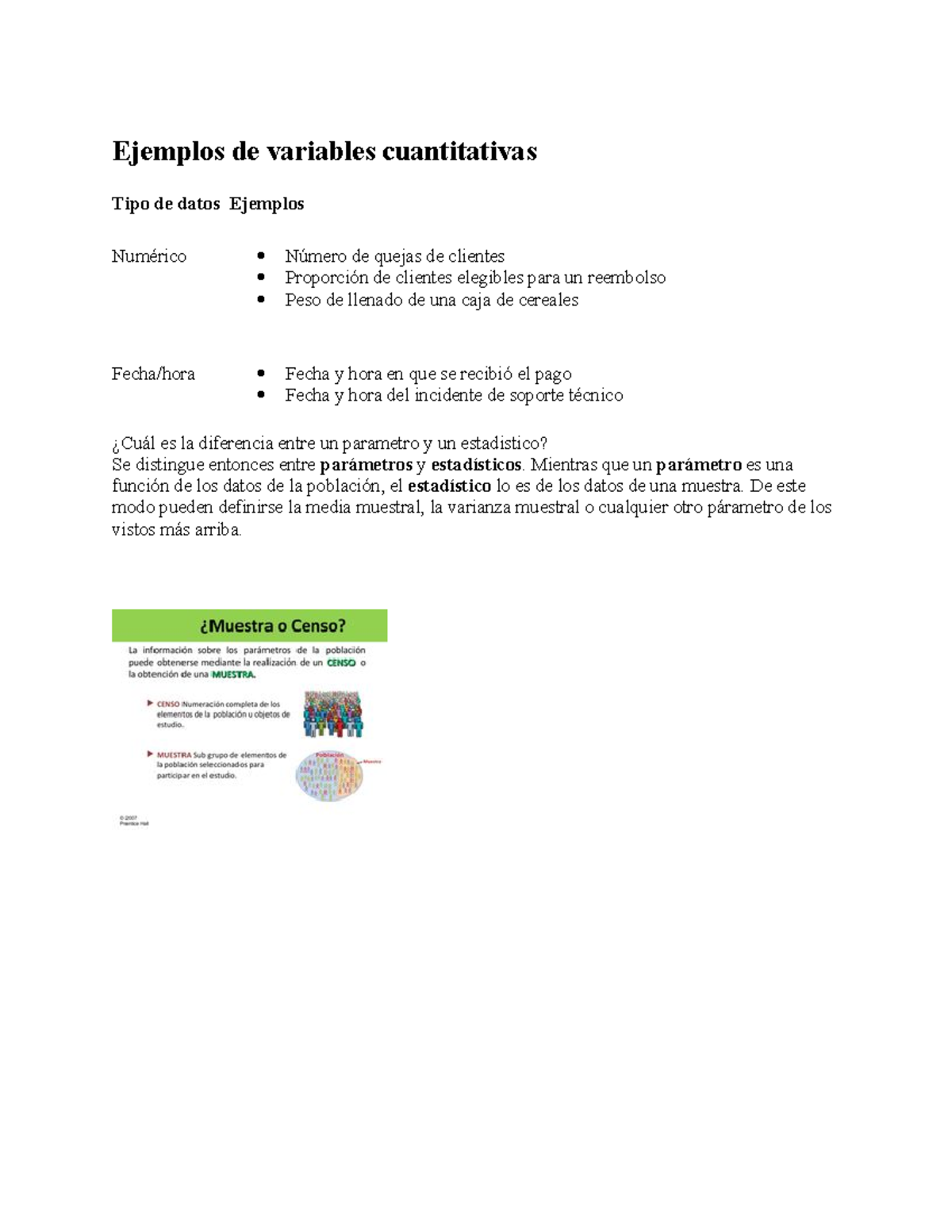 Ejemplos de variables cuantitativas - Mientras que un parámetro es una ...