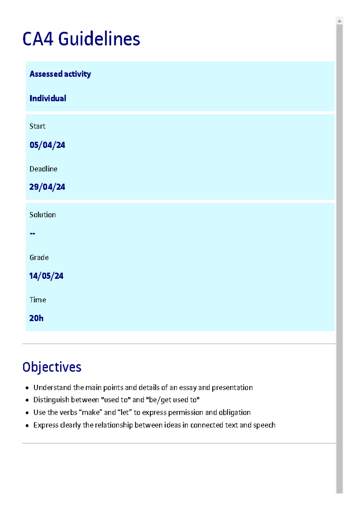 CA4 Guidelines English B2.2 - Classroom 1 - CA4 Guidelines Assessed ...