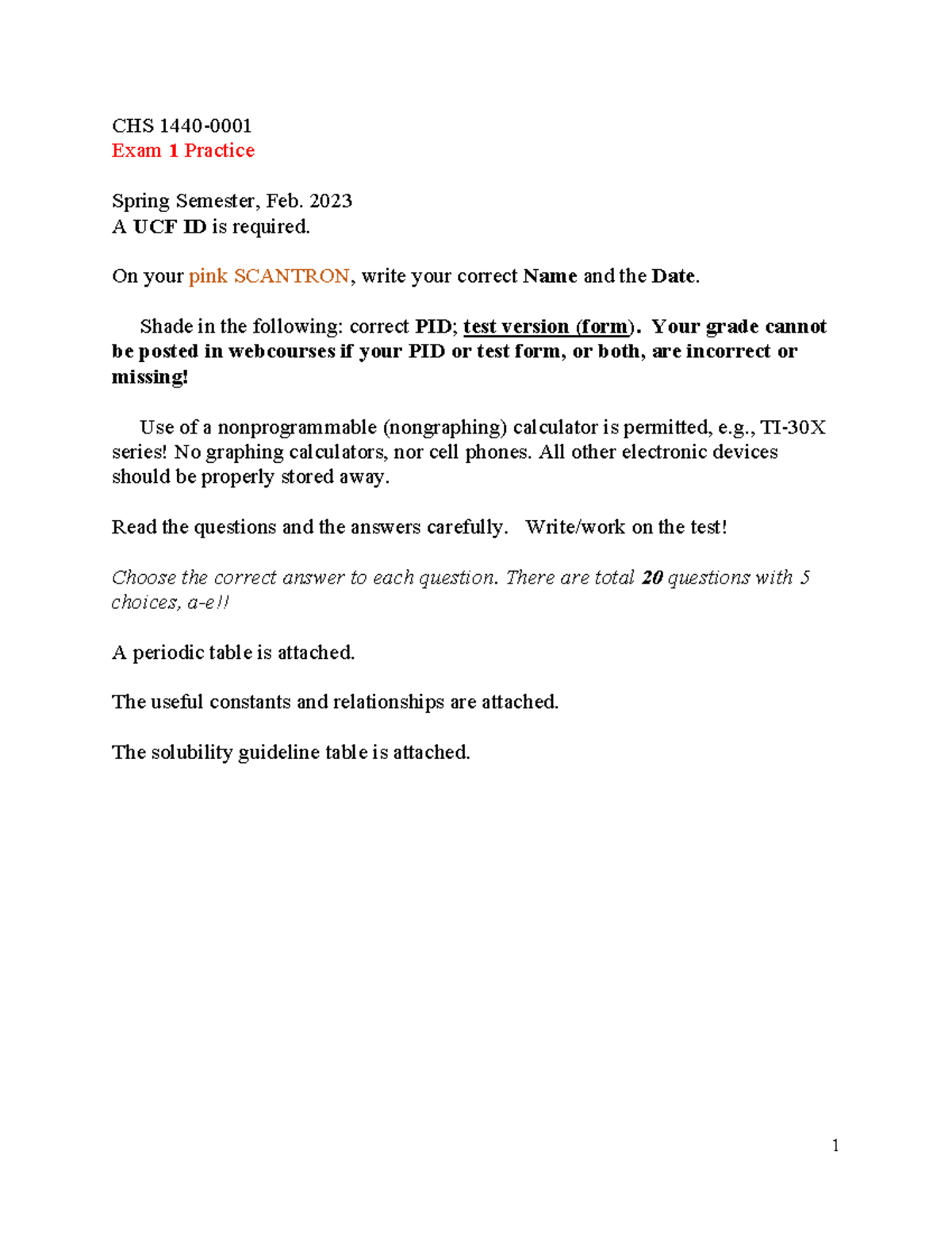 CHS1440-0001 Exam 1 Practice with answers - CHS 1440- Exam 1 Practice ...