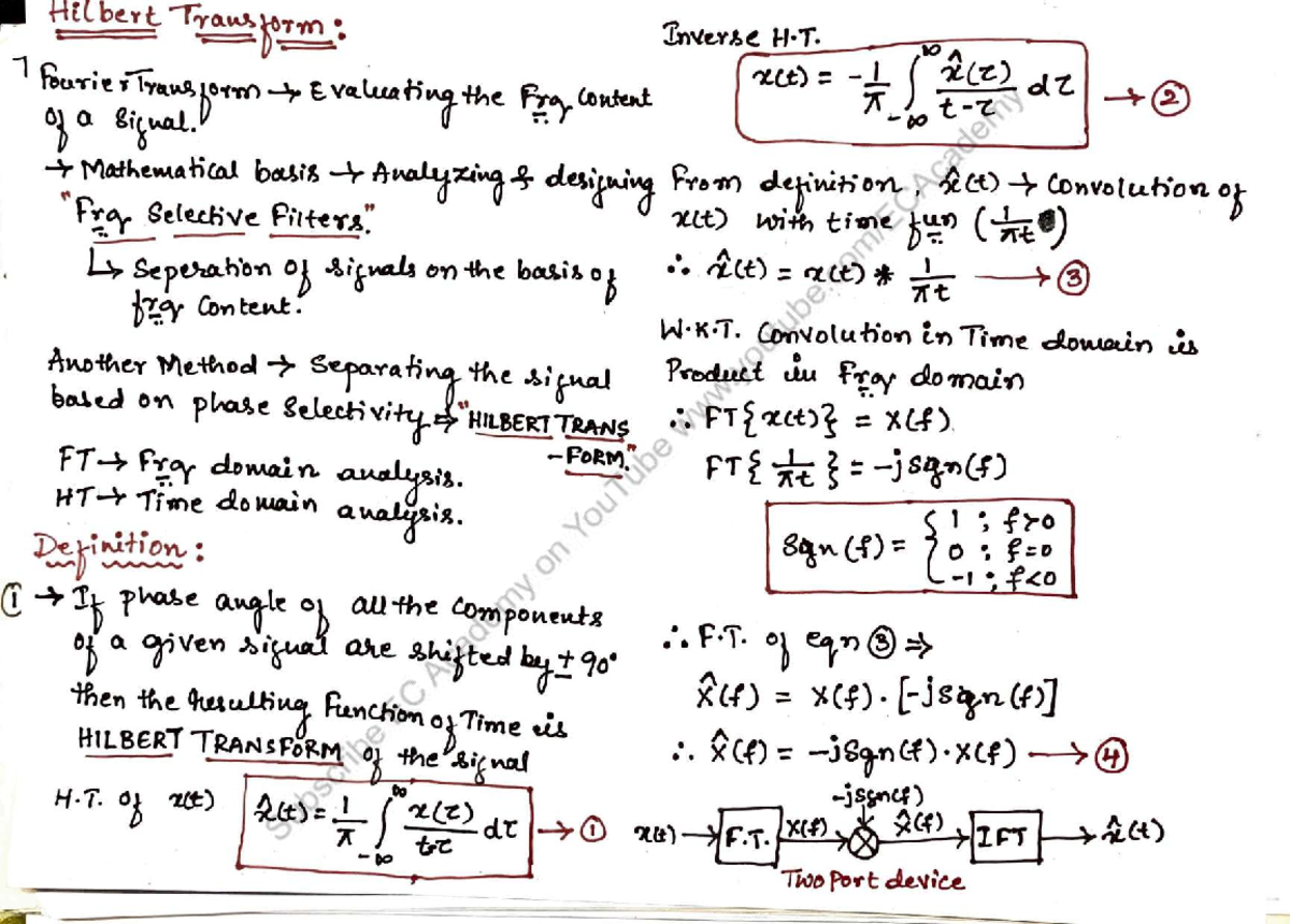 Digital Communication notes Complete - Hilbert Transform: Inverse H. 1 ...