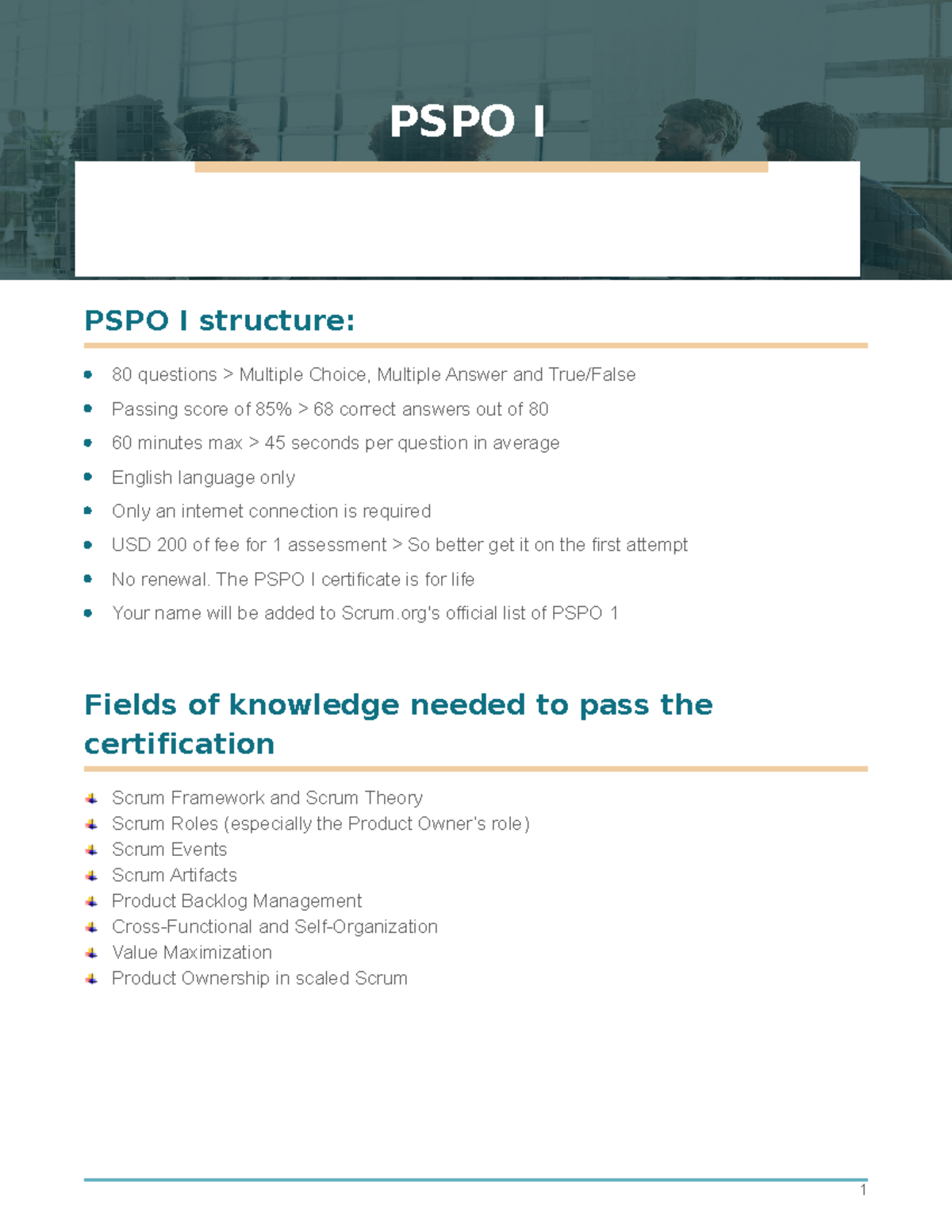 PSPO I Preparation Plan - PSPO I Preparation Plan PSPO I structure: 80 ...