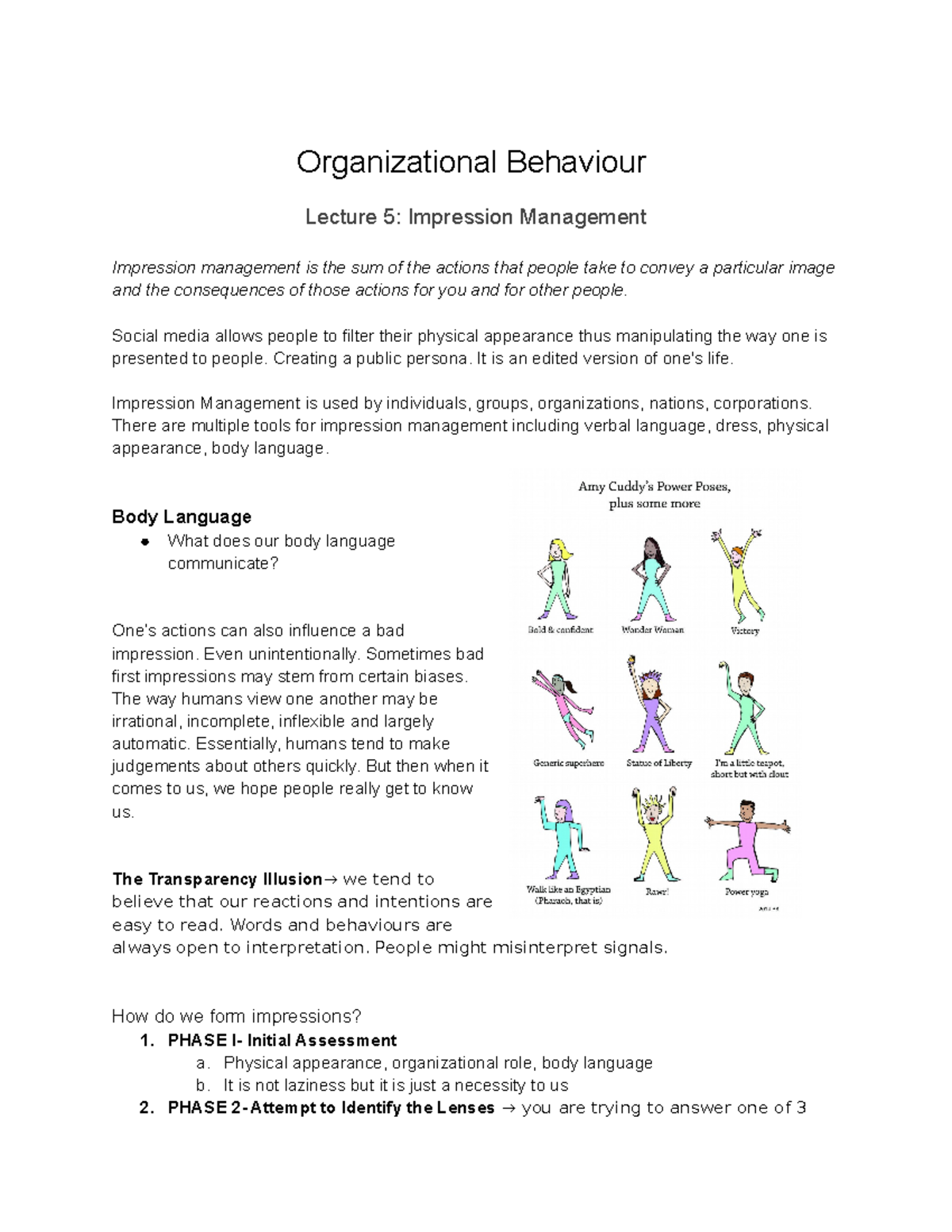 Lecture 5 Impression Management - Organizational Behaviour Lecture 5 ...