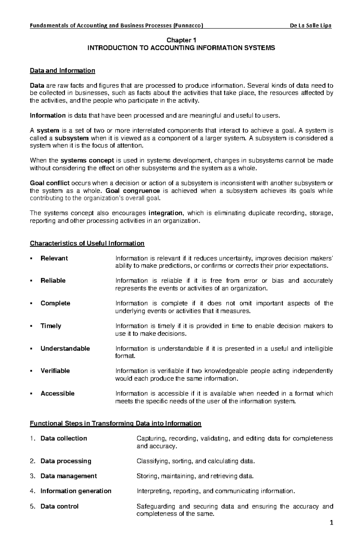 Introduction To Accounting Information Systems Chapter 1 Introduction