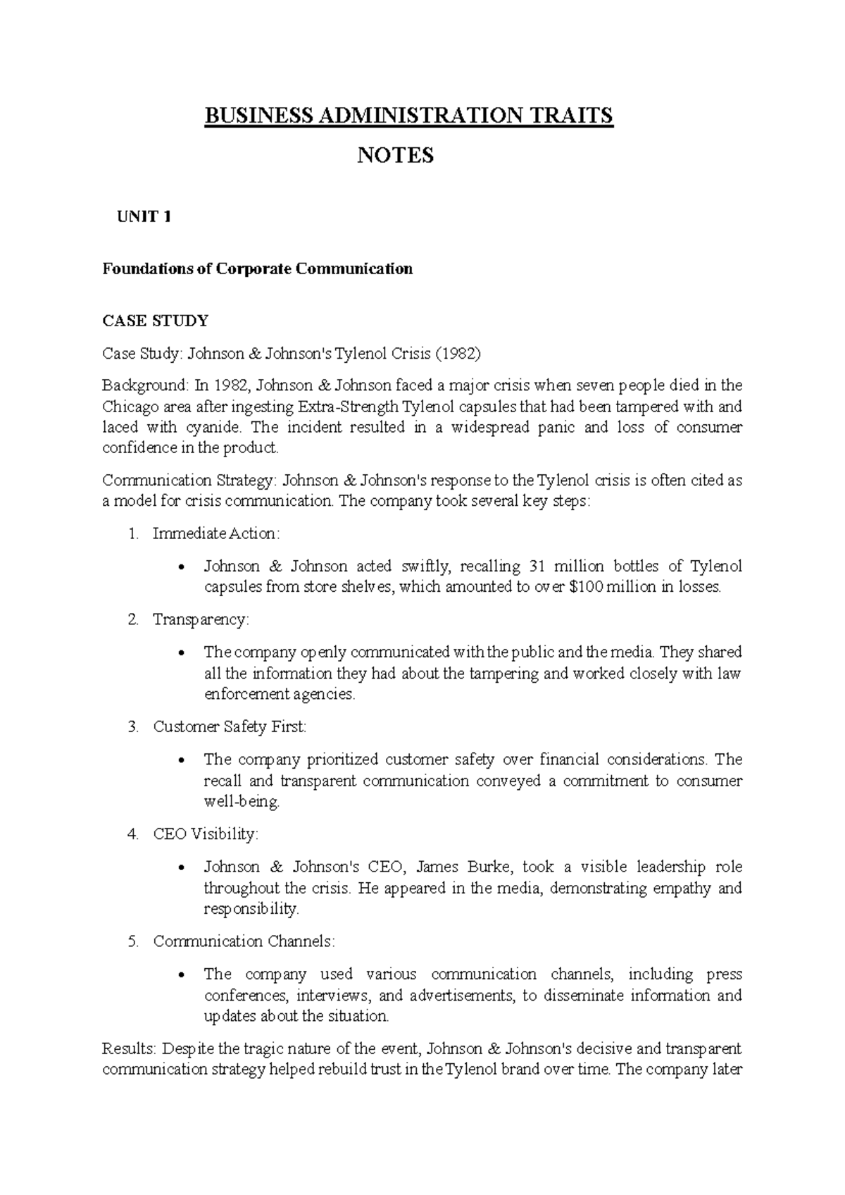 Notes OF Business Administration Traits - BUSINESS ADMINISTRATION ...