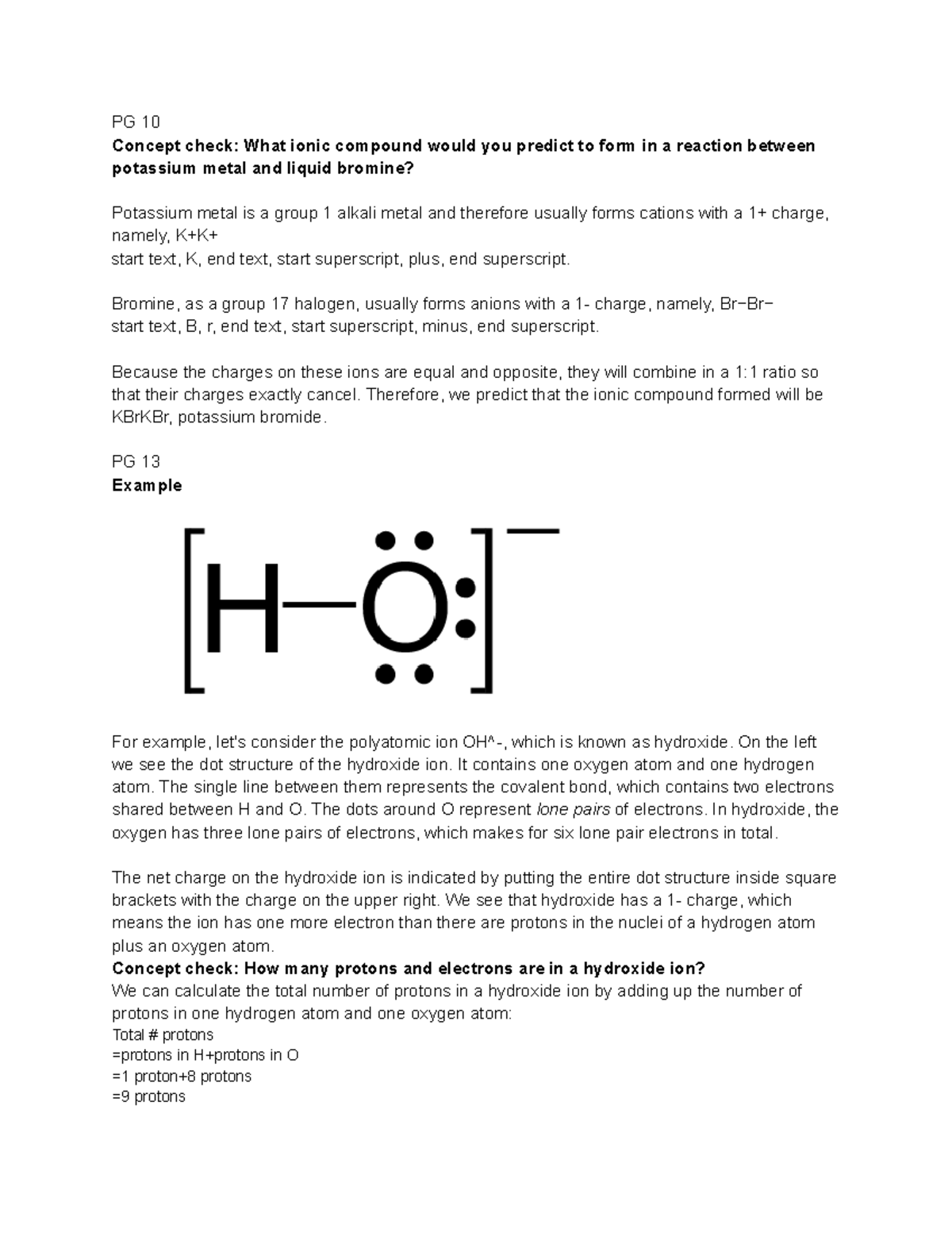Chem Notes - random chem info - PG 10 Concept check: What ionic ...