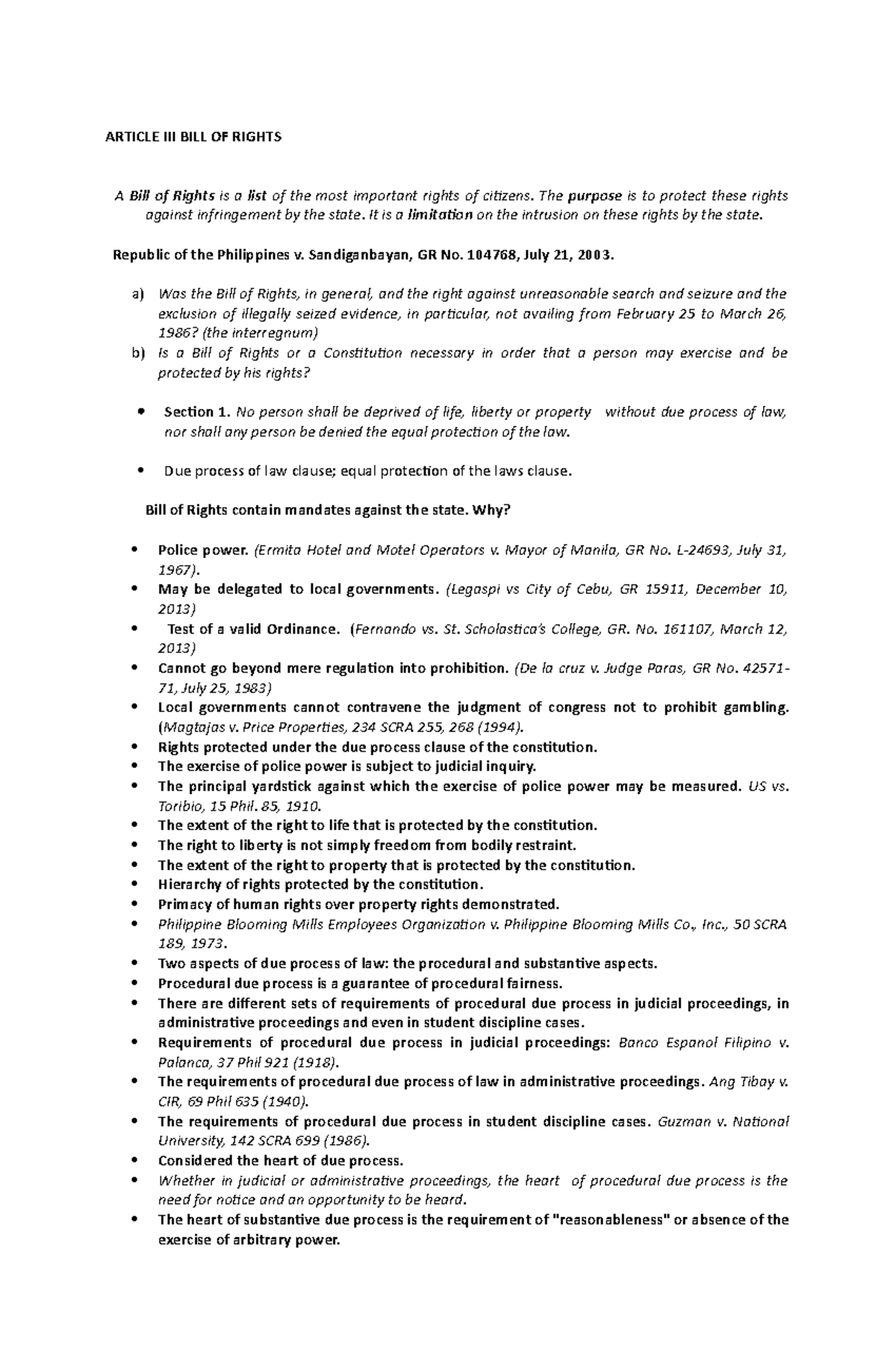 Consti Transcribe - abcdefg hijk lmnop - ARTICLE III BILL OF RIGHTS A ...