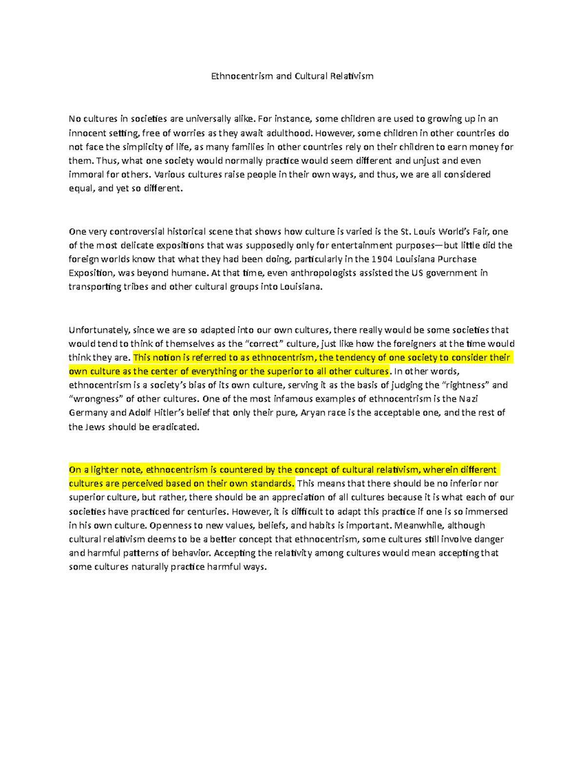 Ethnocentrism And Cultural Relativism Venn Diagram Relativis