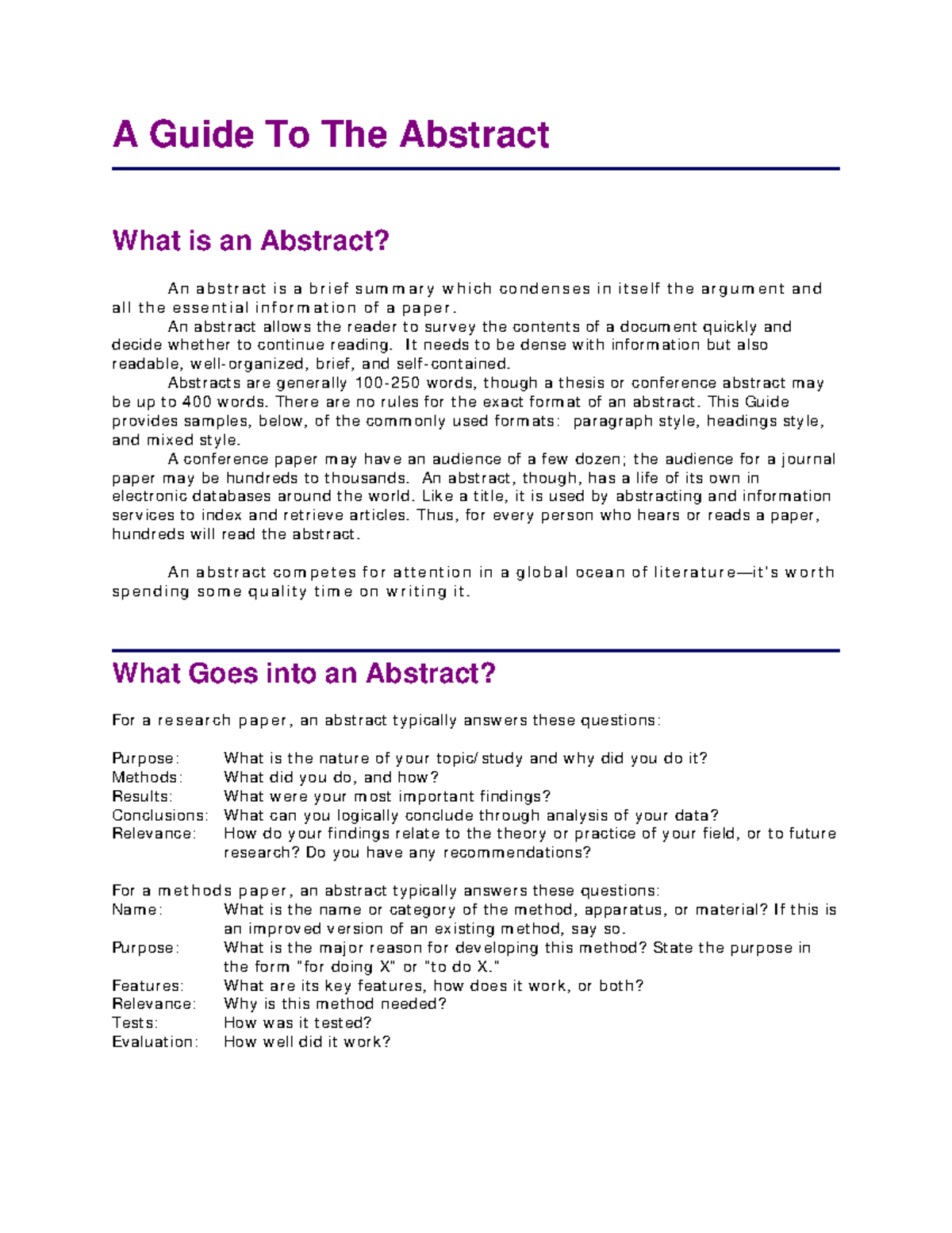 A guide to the abstract - Possible Questions in Thesis Defense - A ...