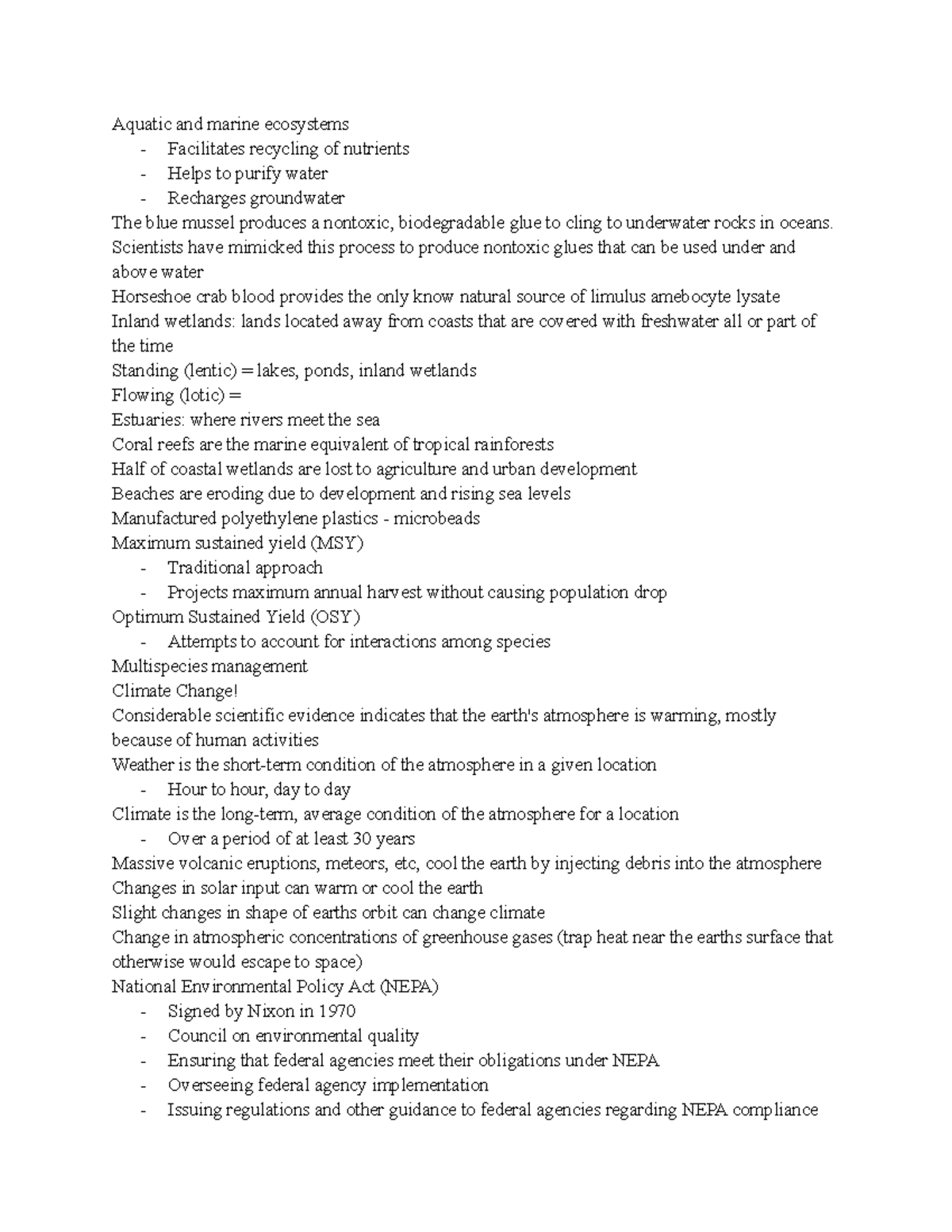 Natural Resource Conservation 5 - Aquatic and marine ecosystems ...