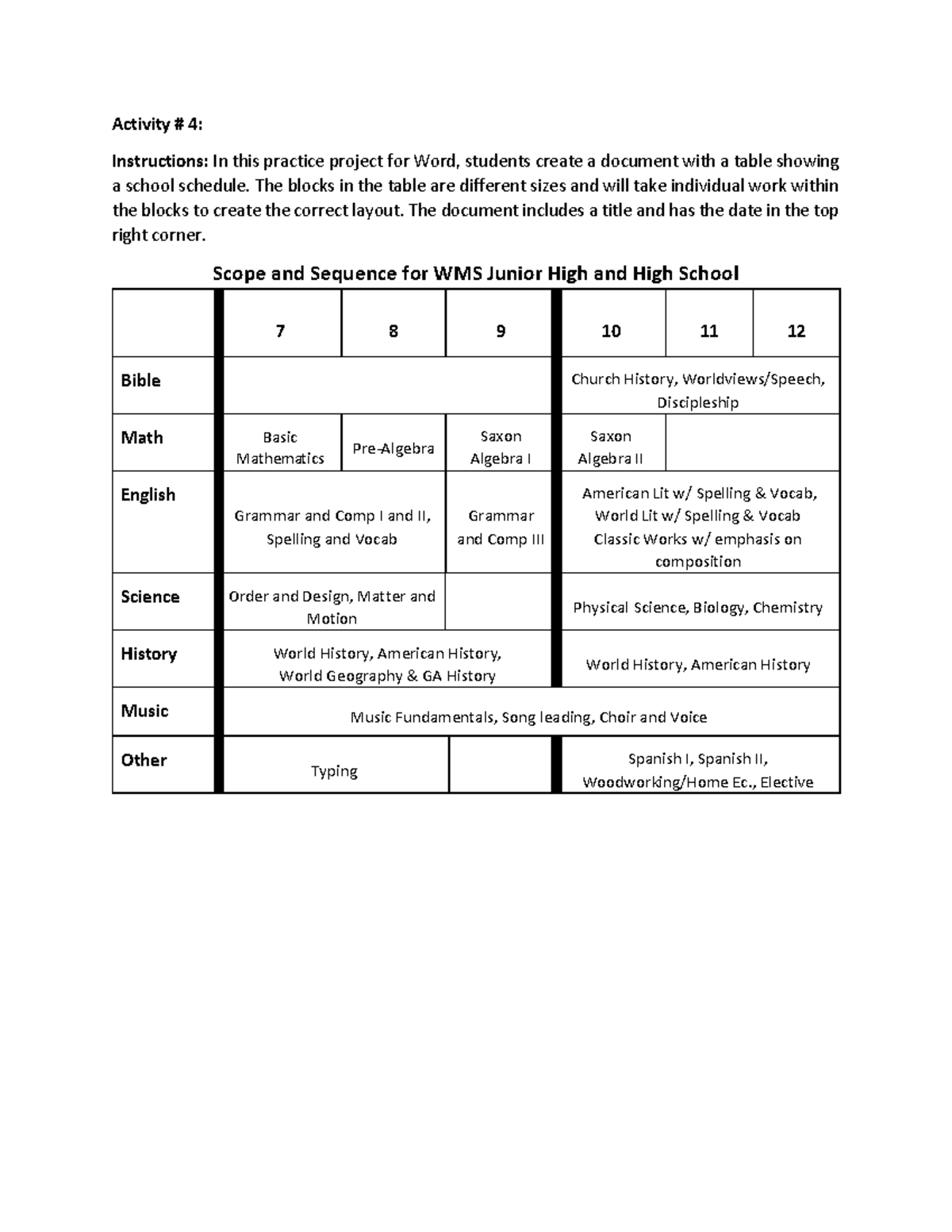 Chapter 4 - Activity # 4: Instructions: In this practice project for ...