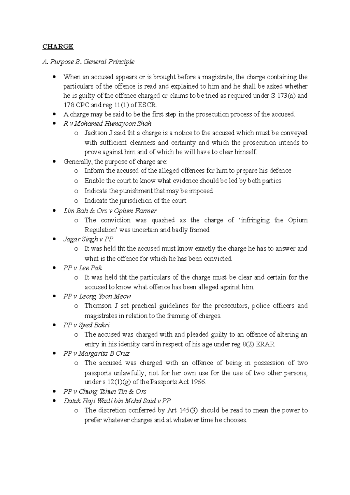 Chapter 6- Charge - Lecture notes 6 - CHARGE A. Purpose B. General ...