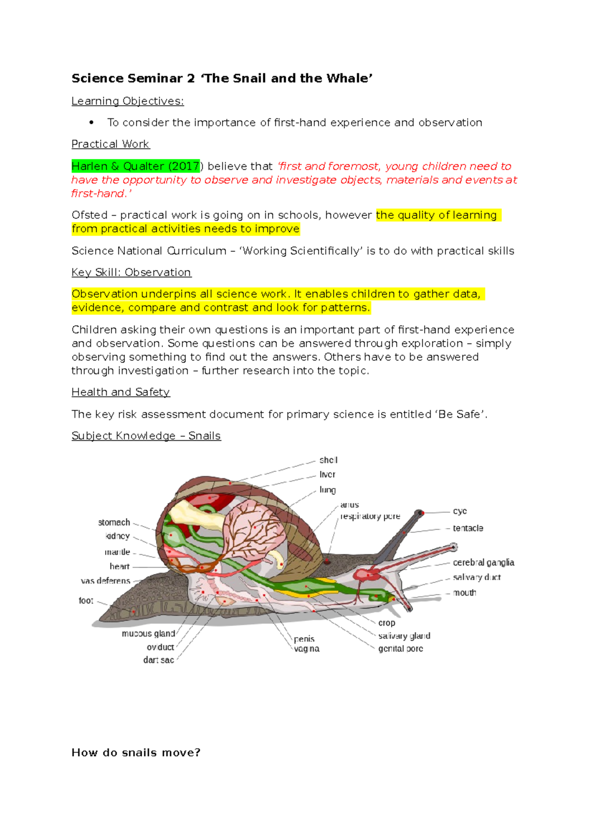 Seminar 2 - The Snail and The Whale - Science Seminar 2 ‘The Snail and ...