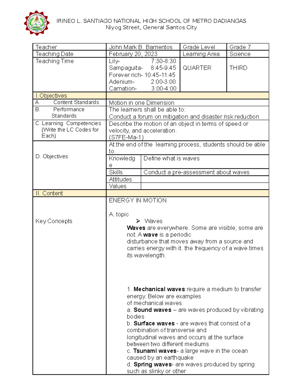 Mark20 - not finalized sample lesson plan - Niyog Street, General ...