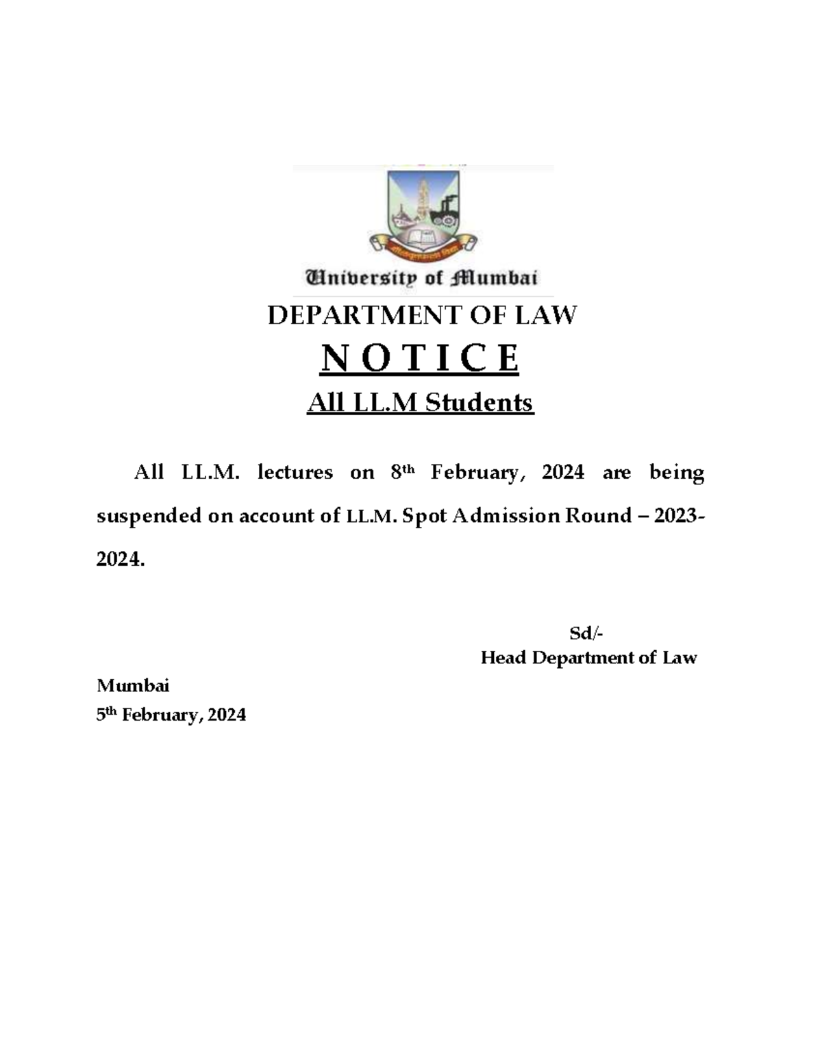 Notice-All-LL - Llb notes - LL.B. Case study list - DEPARTMENT OF LAW N ...