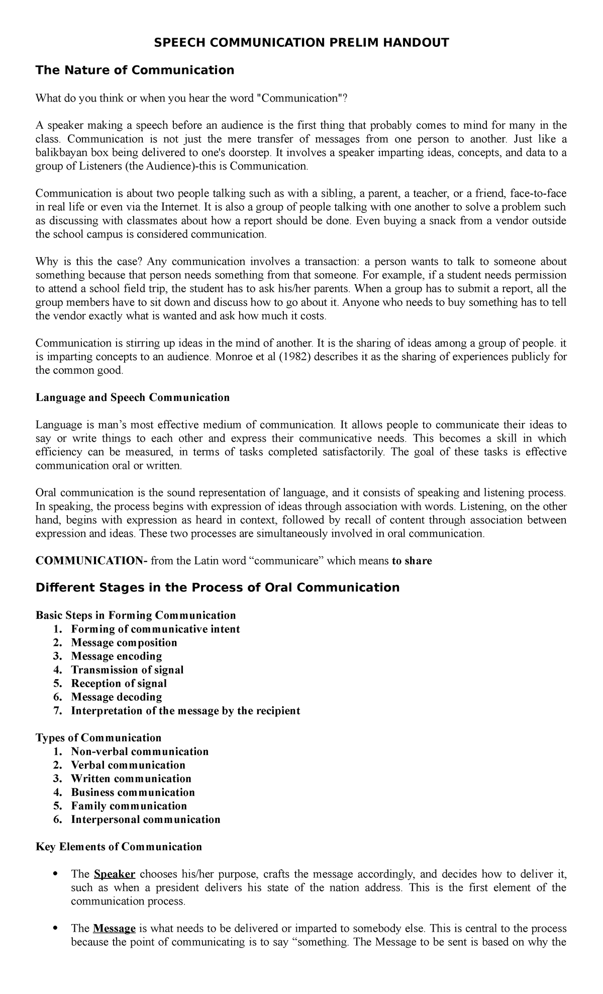 Speech Communication Prelim Handout - SPEECH COMMUNICATION PRELIM ...