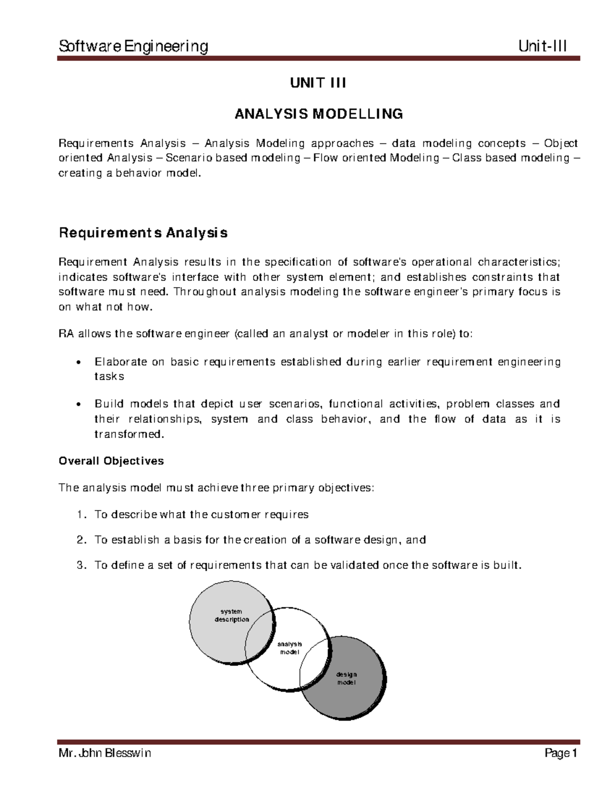 Unit III full notes - no info - descriptionsystem analysis model design ...