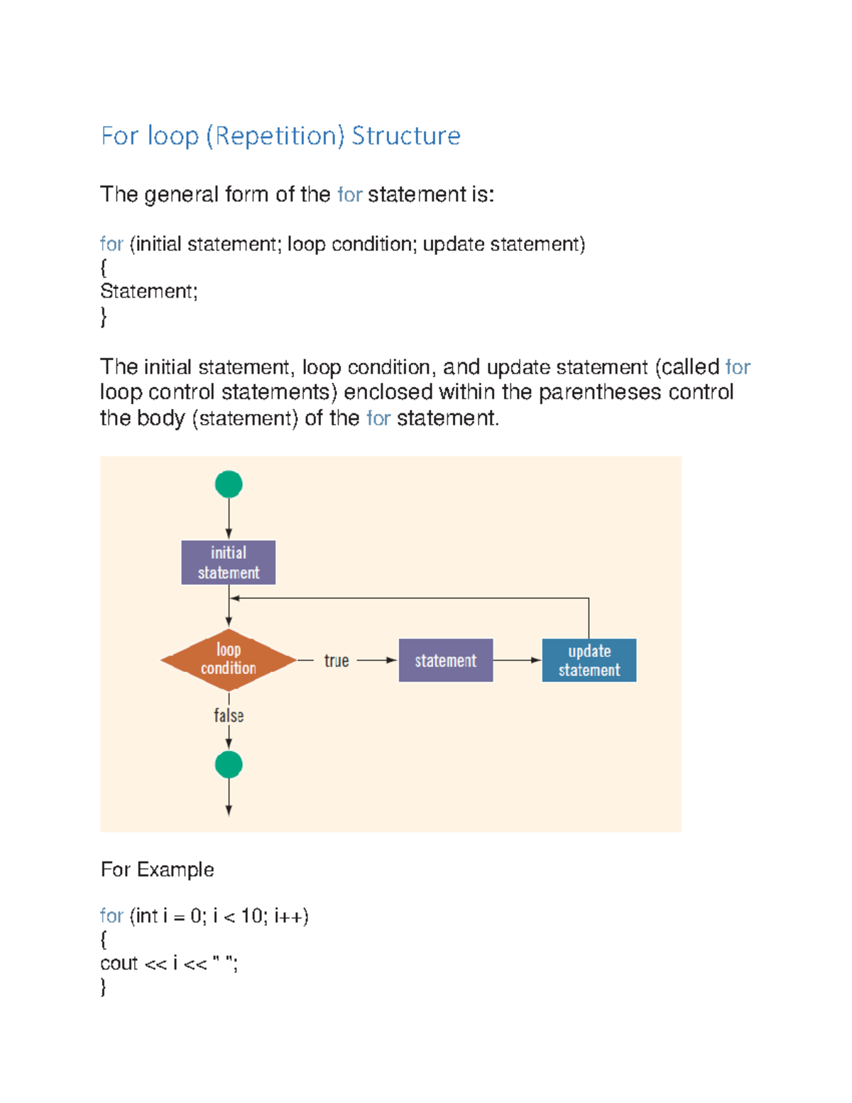 PFLab 15 - task - For loop (Repetition) Structure The general form of ...