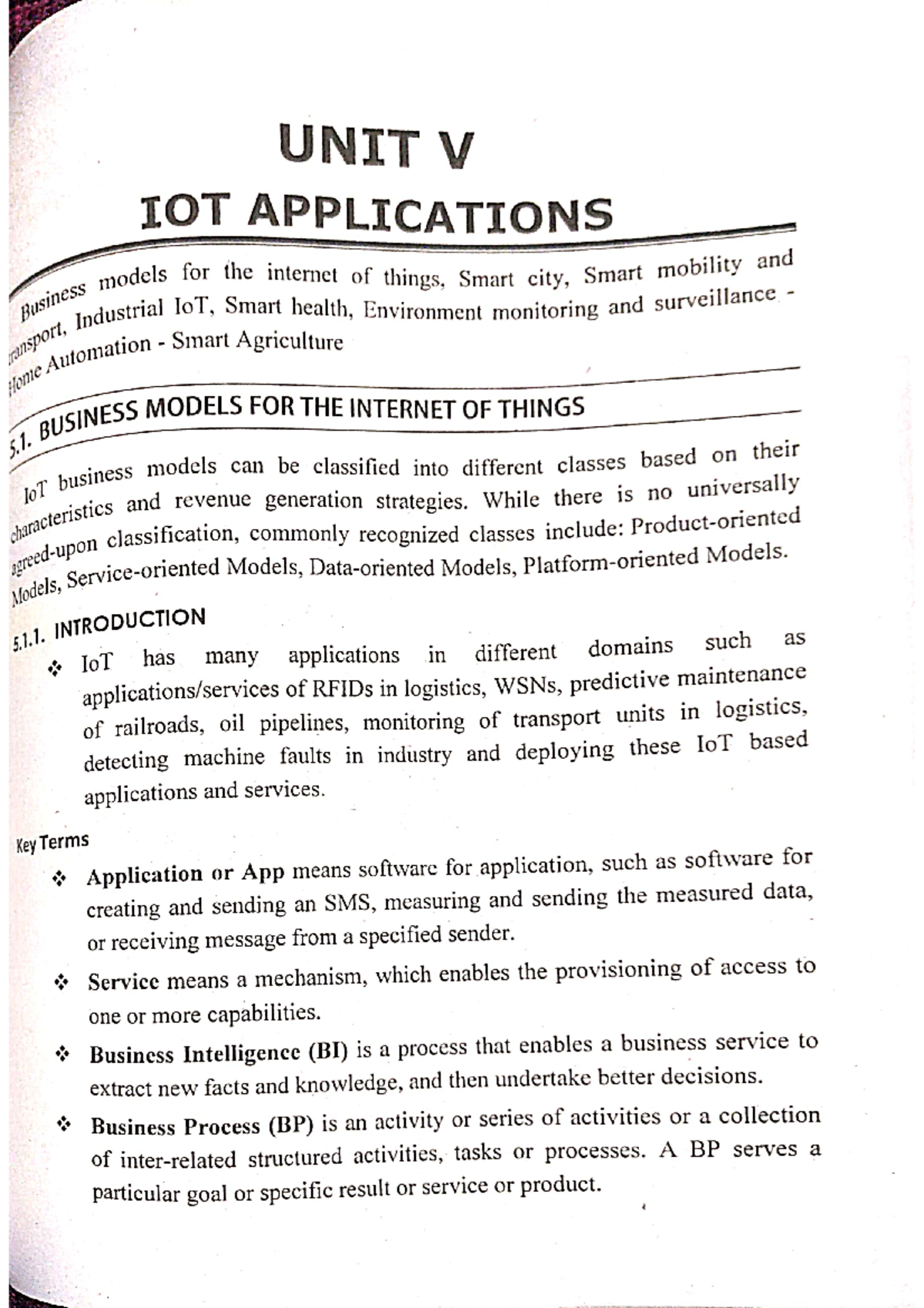 Iot unit 5 - Notes - UNIT V IOT APPLICATIONS models for the internet of ...