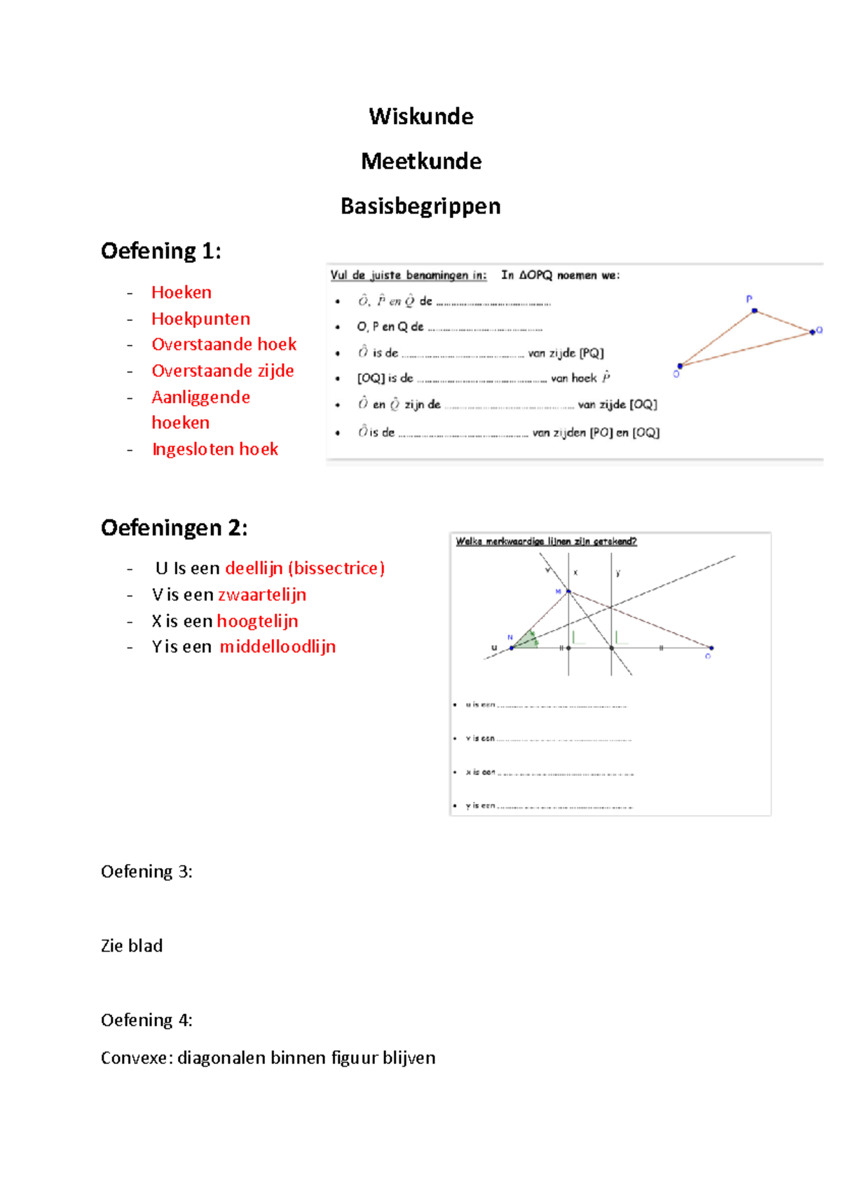 Mk - oefeningen vanuit de les - Wiskunde Meetkunde Basisbegrippen ...