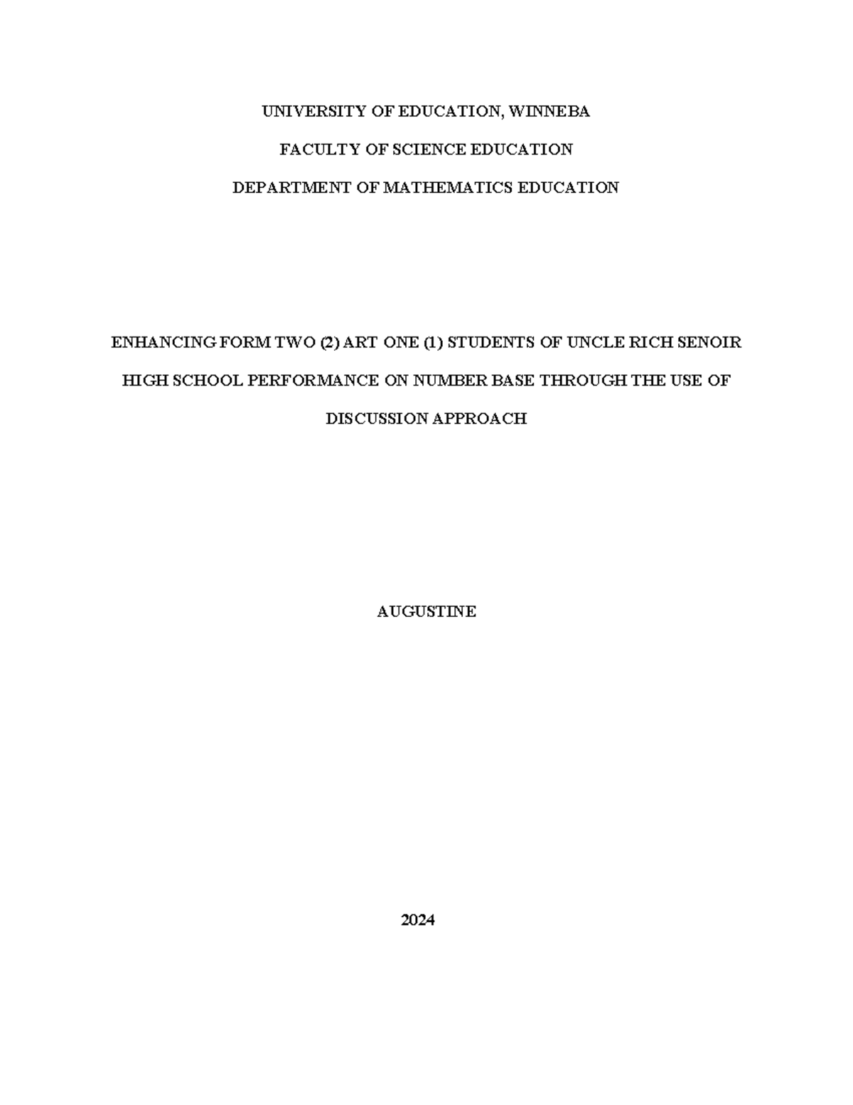 Augustine WORK - math - UNIVERSITY OF EDUCATION, WINNEBA FACULTY OF ...